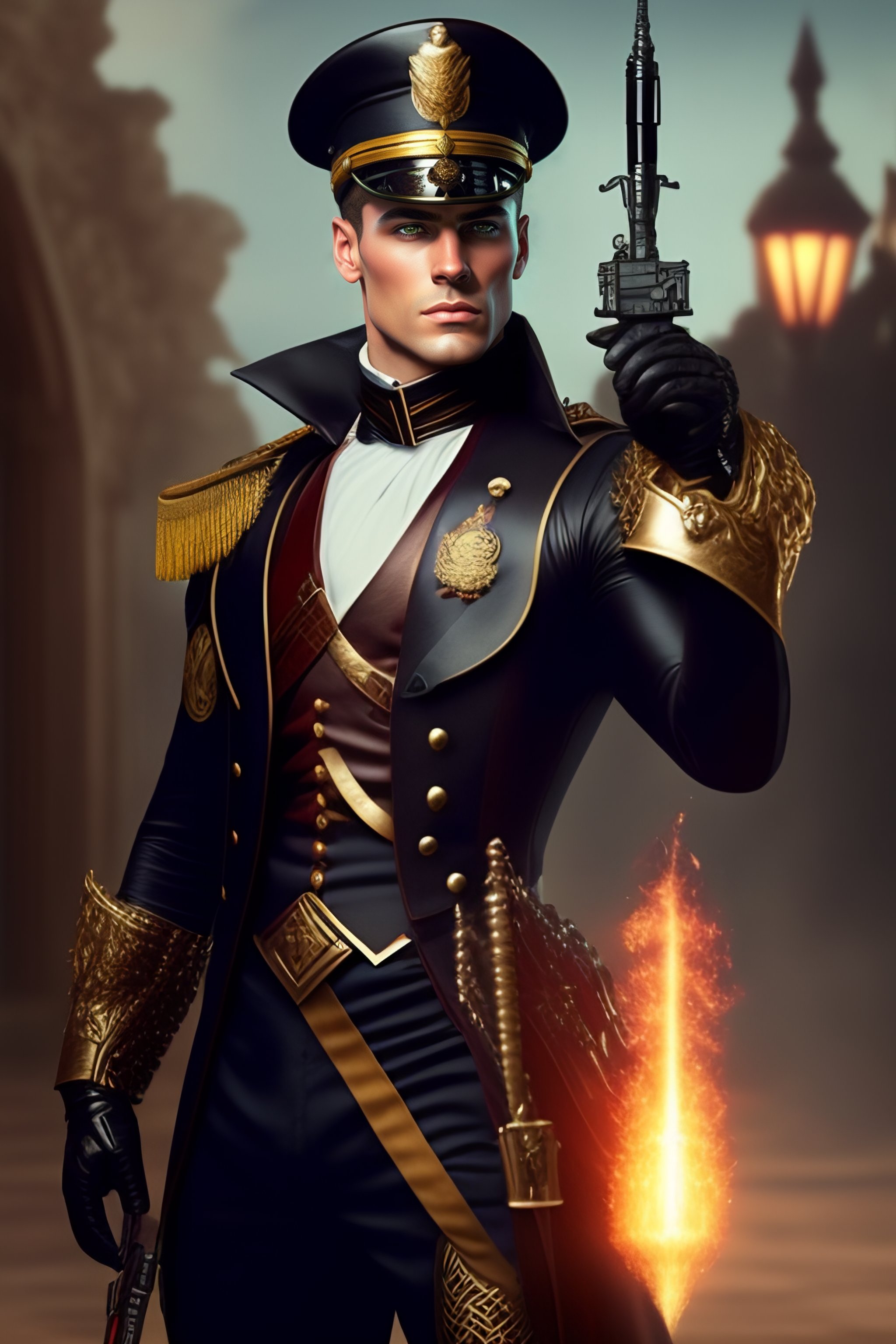 Lexica - Male fantasy soldier, with magic handgun. Victorian steampunk ...
