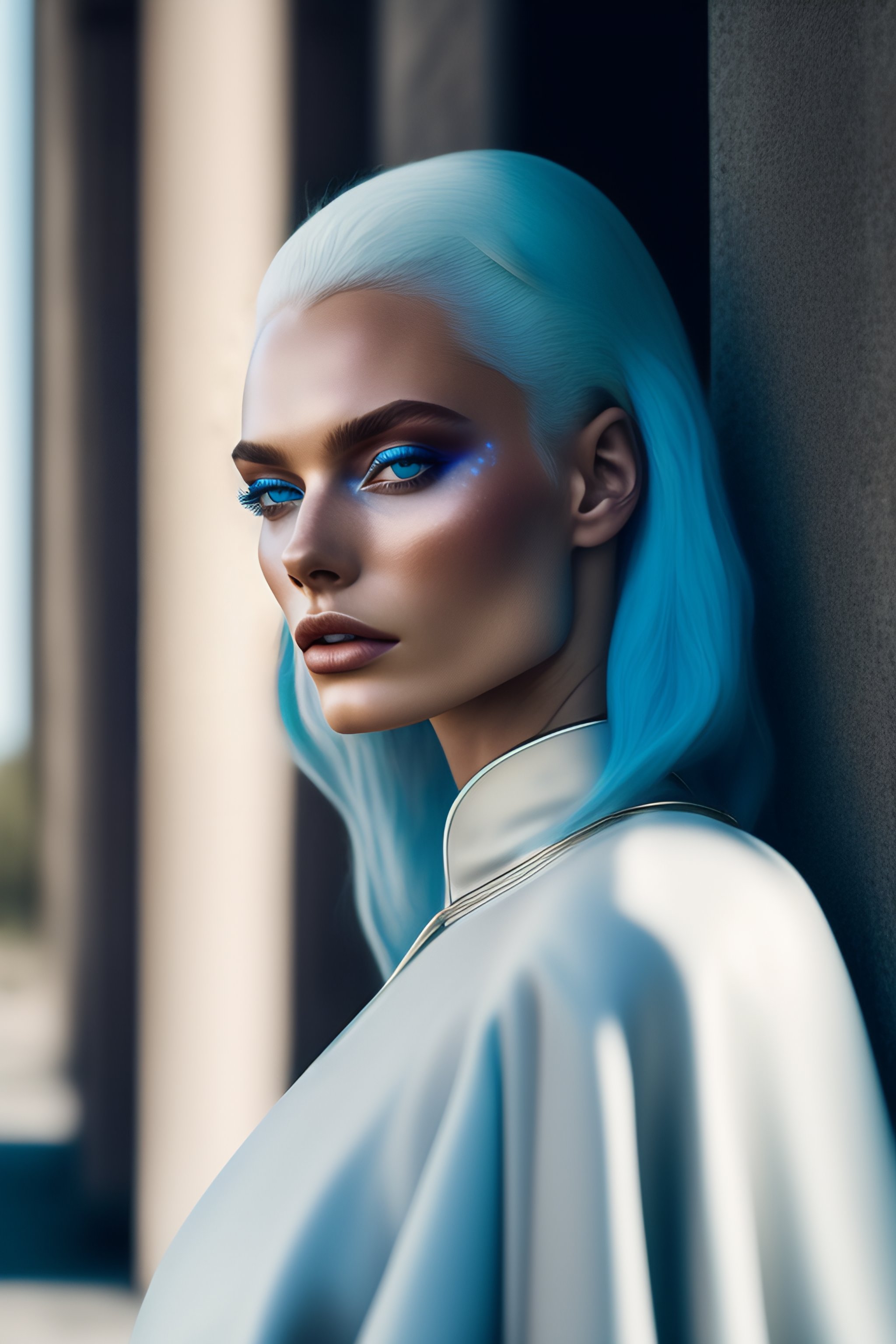 Lexica - Portrait of haute couture beautiful albino fashion model with ...