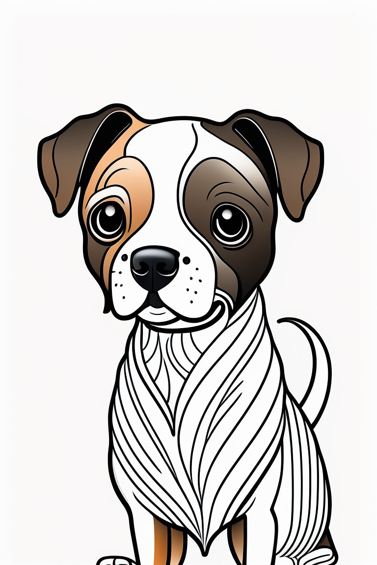 Lexica - Cute dog, Tattoo graphics design style, coloring page style ...