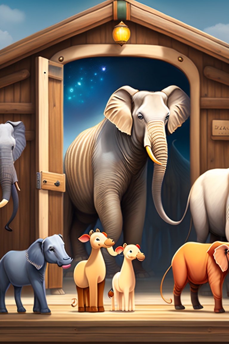 Lexica - Image Prompt: Animals Boarding the Ark Description: An ...