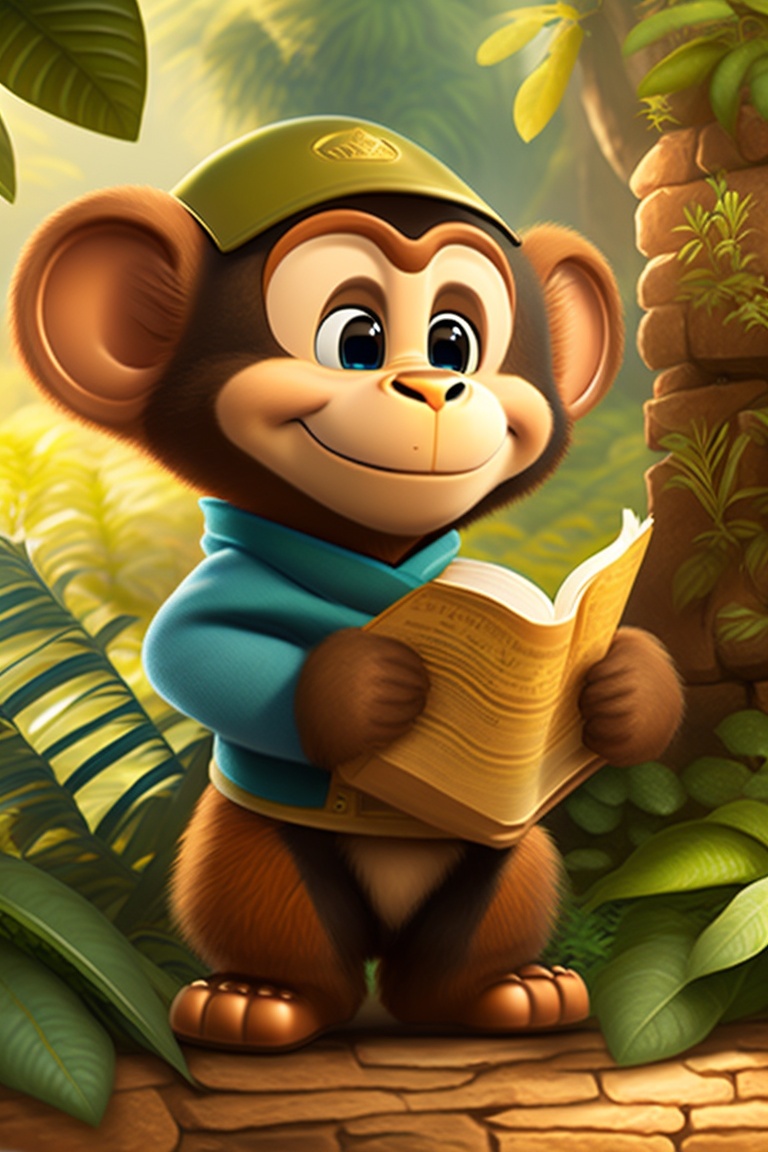 Lexica - In a dense jungle, a curious monkey named Milo discovers an ...