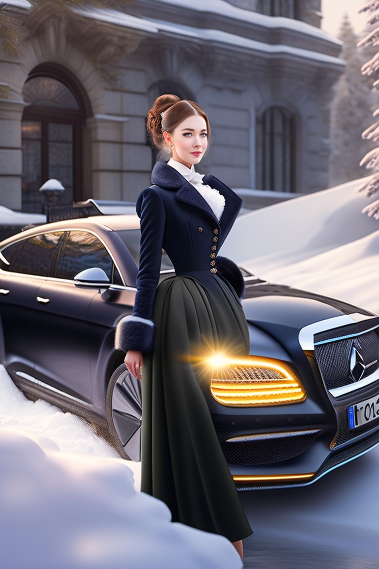 Lexica - A car of the 19th century, a girl in a tuxedo with a machine ...