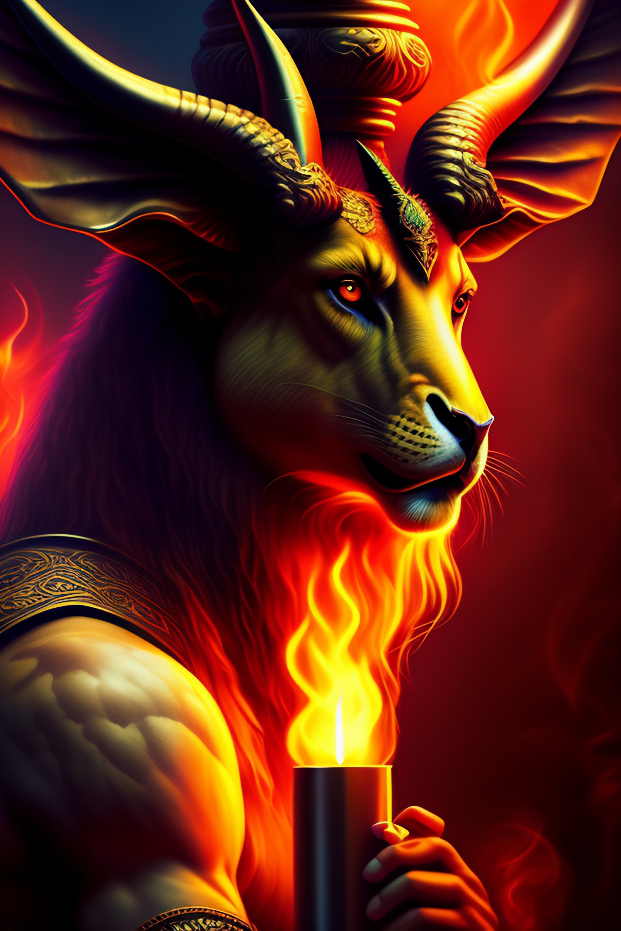 Lexica - Portrait of the satanic devil baphomet smoking a big joint of ...