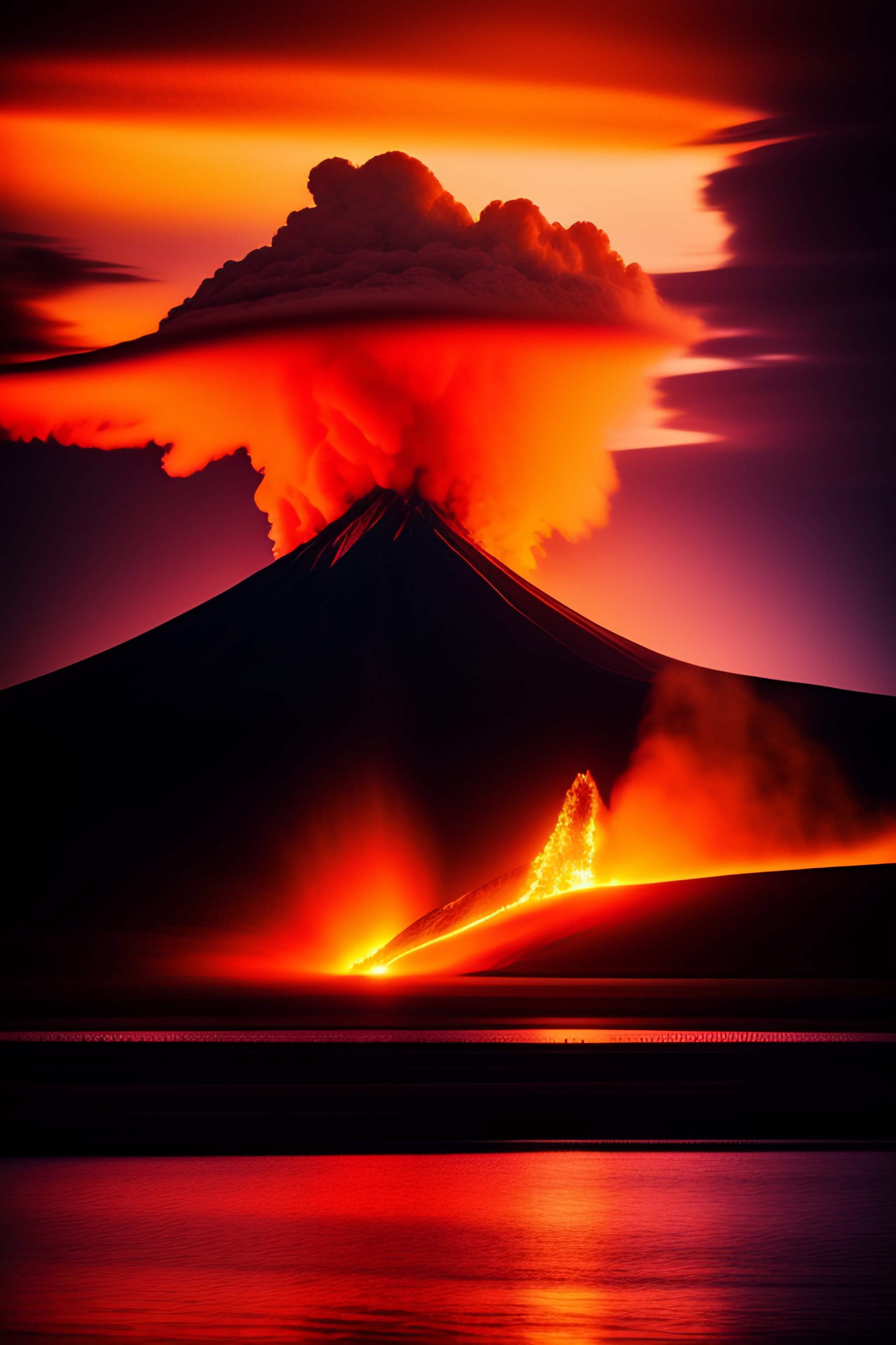 Lexica - Volcanic eruption from 2012, at sunset, Photorealistic, DSLR ...