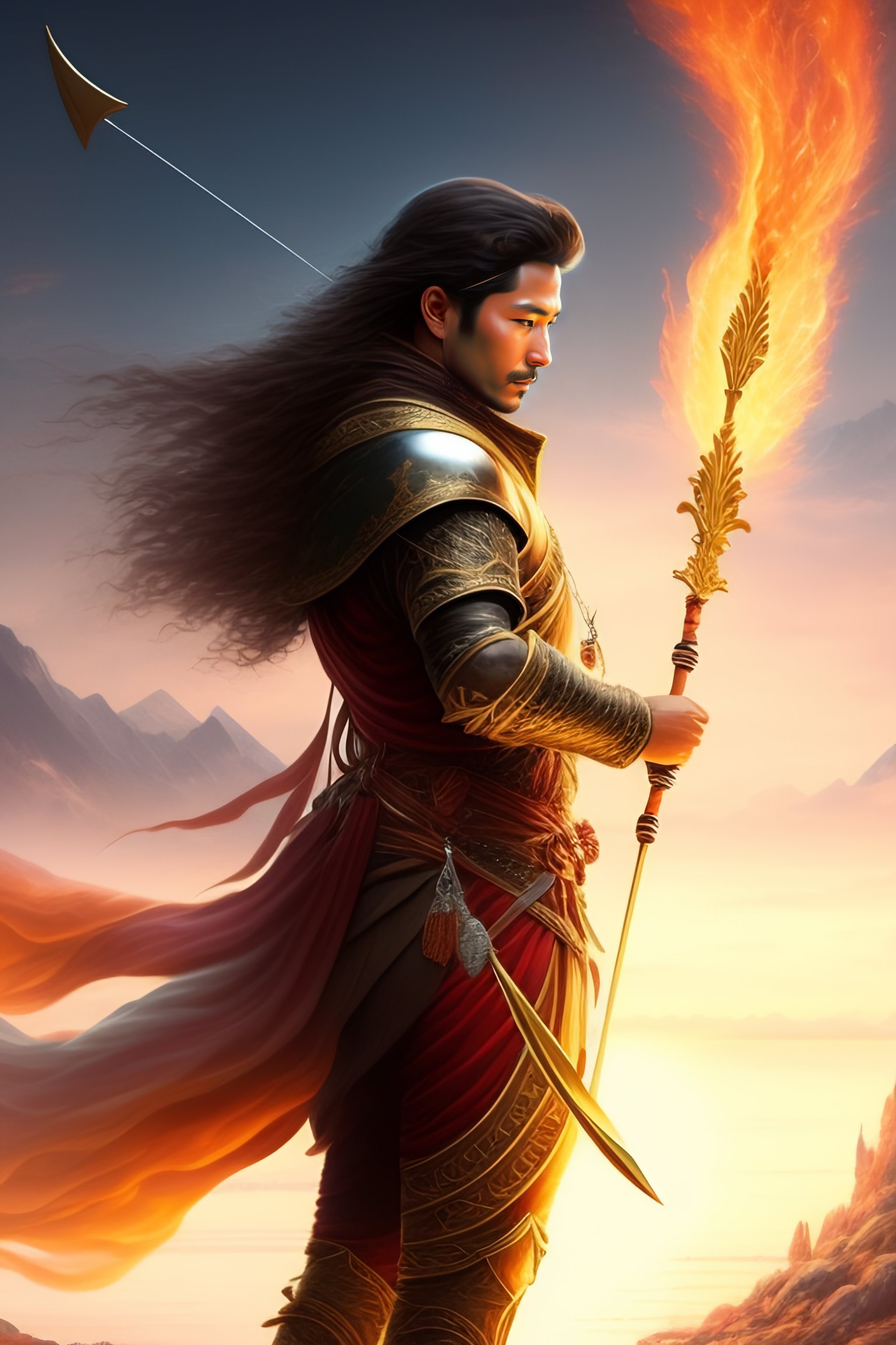 Lexica - Single object, bow without string, shooting an arrow of fire ...