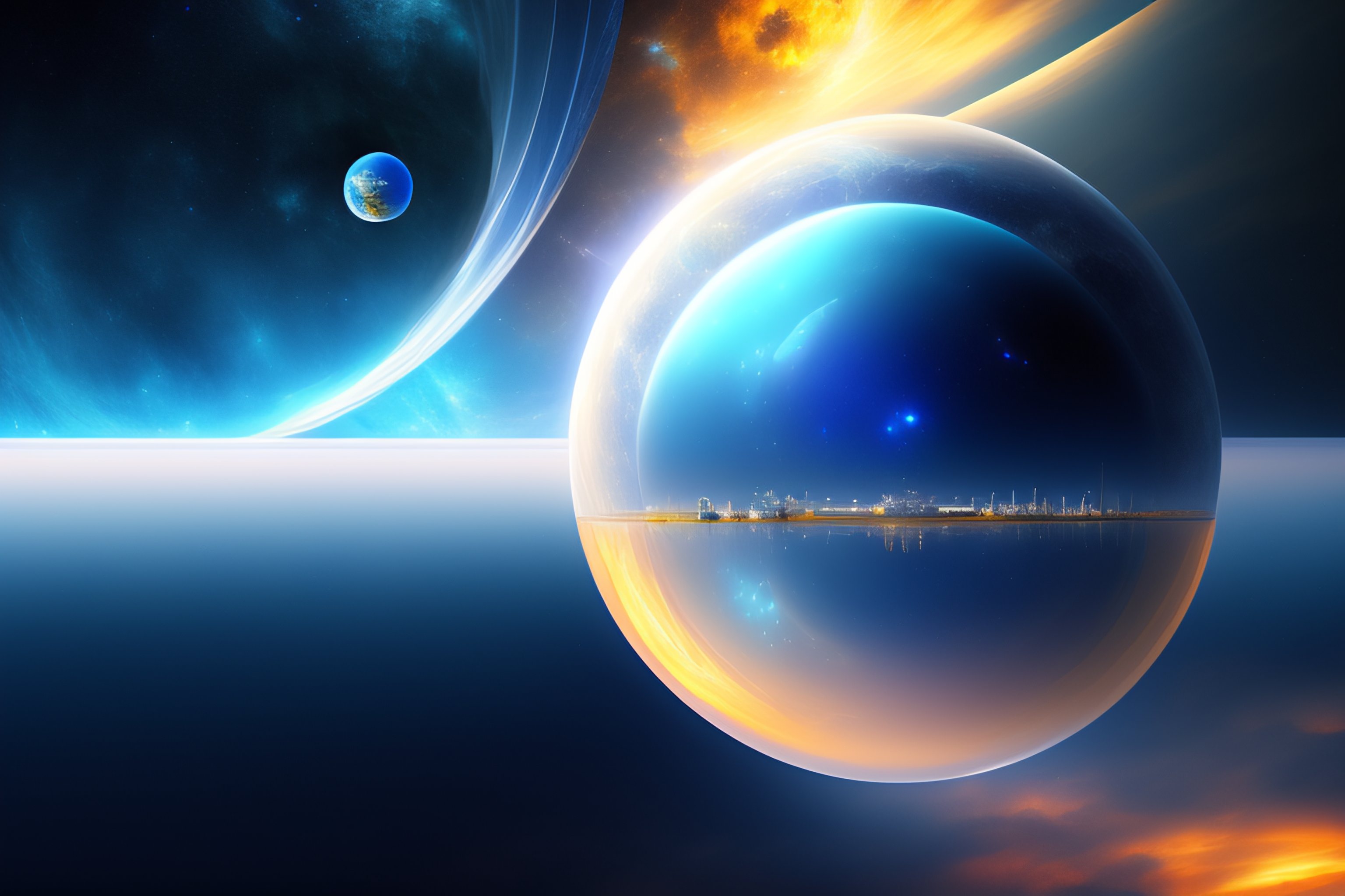 Lexica - Scifi digital art wallpaper deviantart blue translucent orb in ...