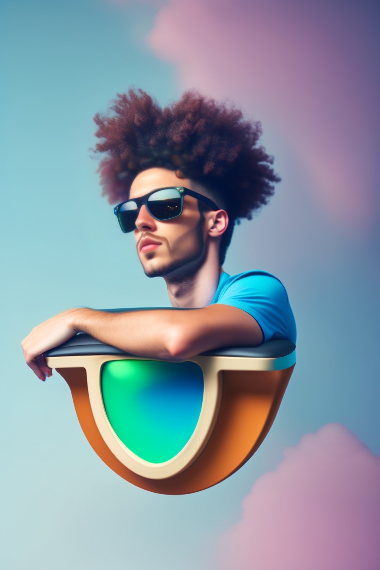 Lexica - Vintage 90s style, Bored musician with sunglasses floating on ...