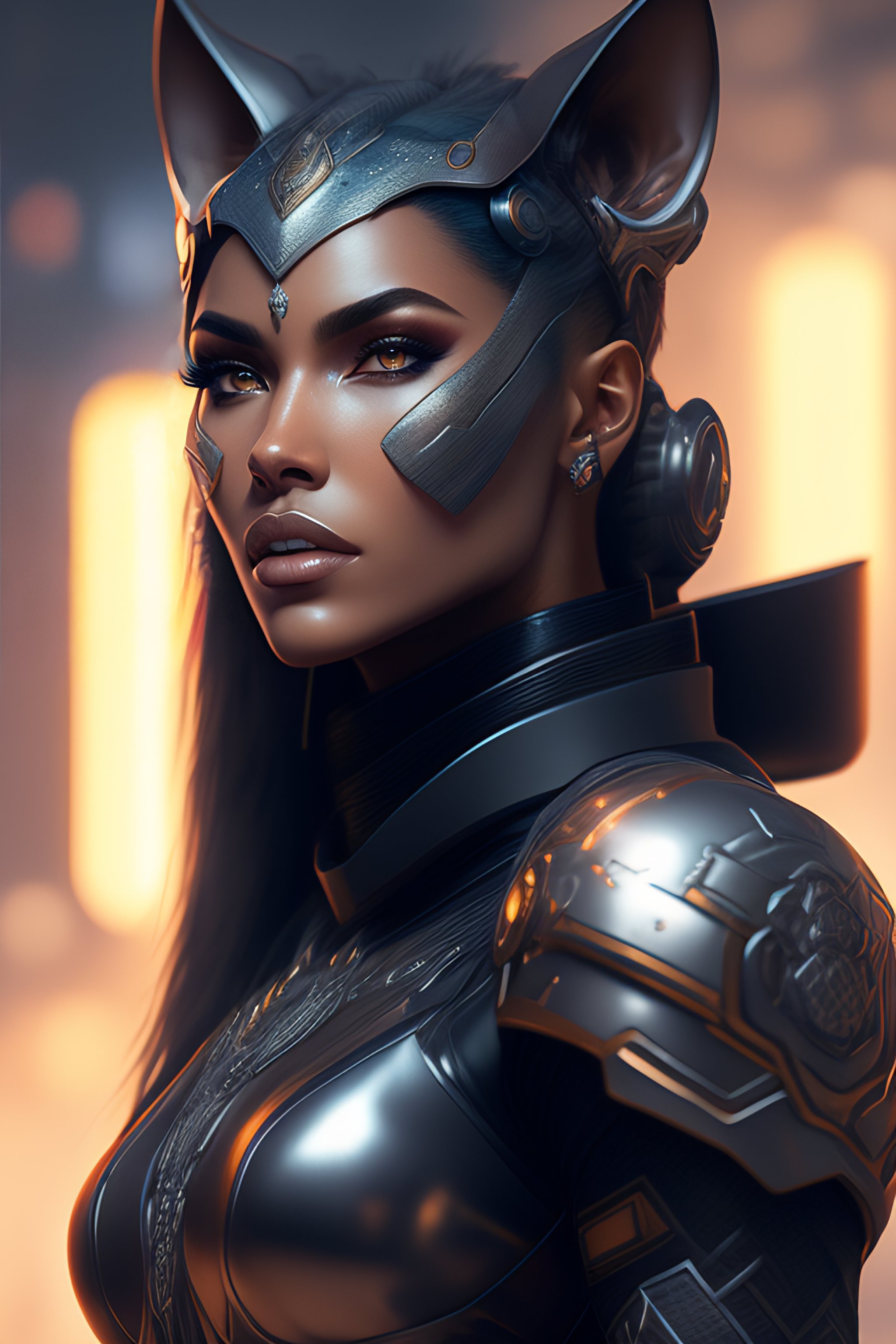 Lexica - Portrait painting of a cybernetic grey werewolf with power ...