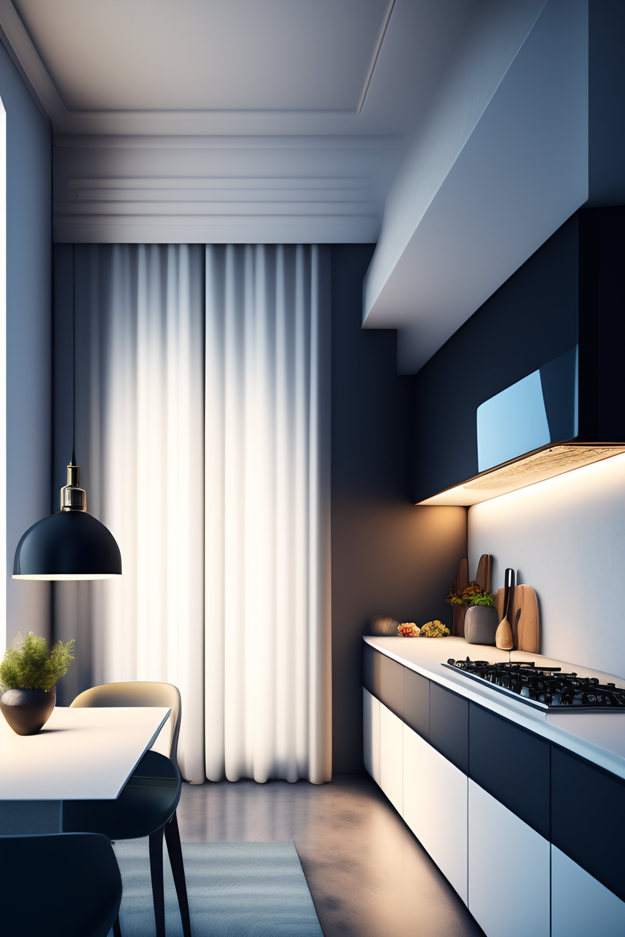 Lexica - A modern kitchen, interior design, light, 50mm, soft light ...