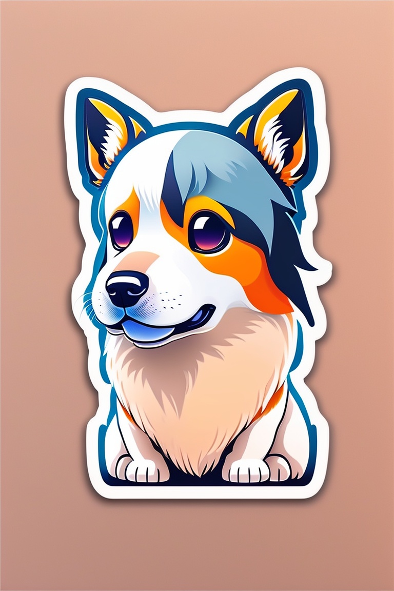 Lexica - Cute anime dog sticker, anime style, solid backgound color