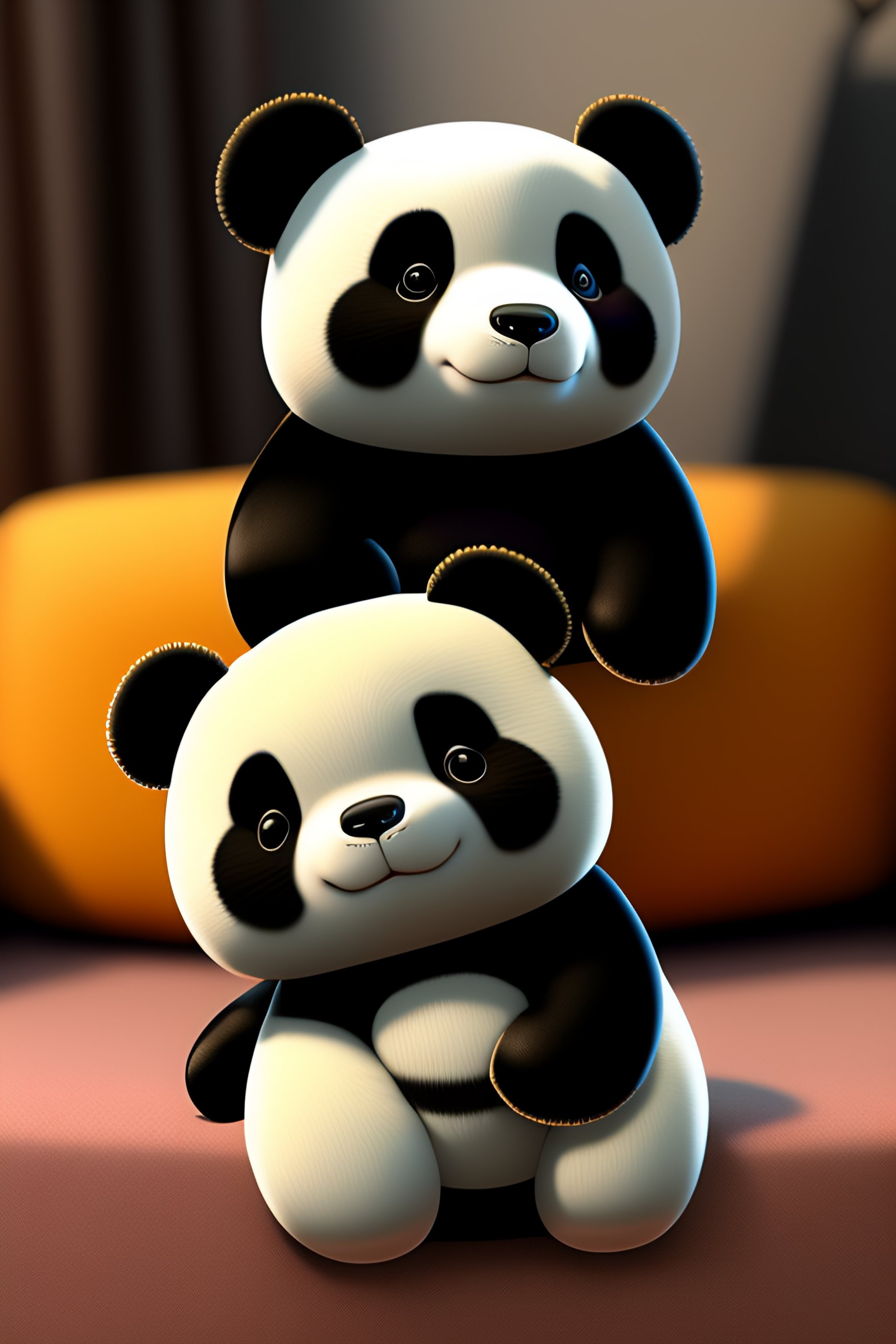 Lexica - Cute cartoon panda with a plushie