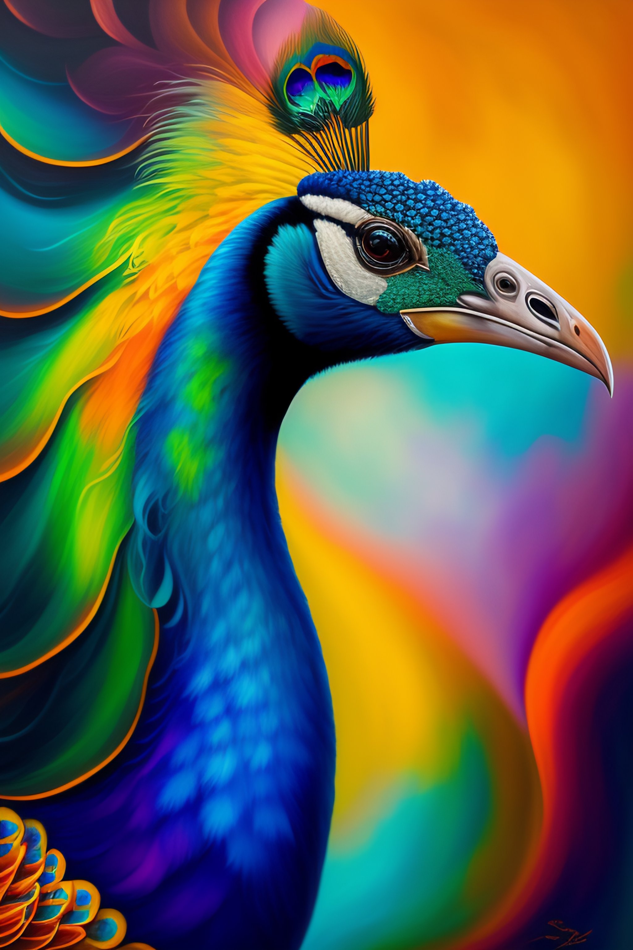 Lexica - Peacock full color painting