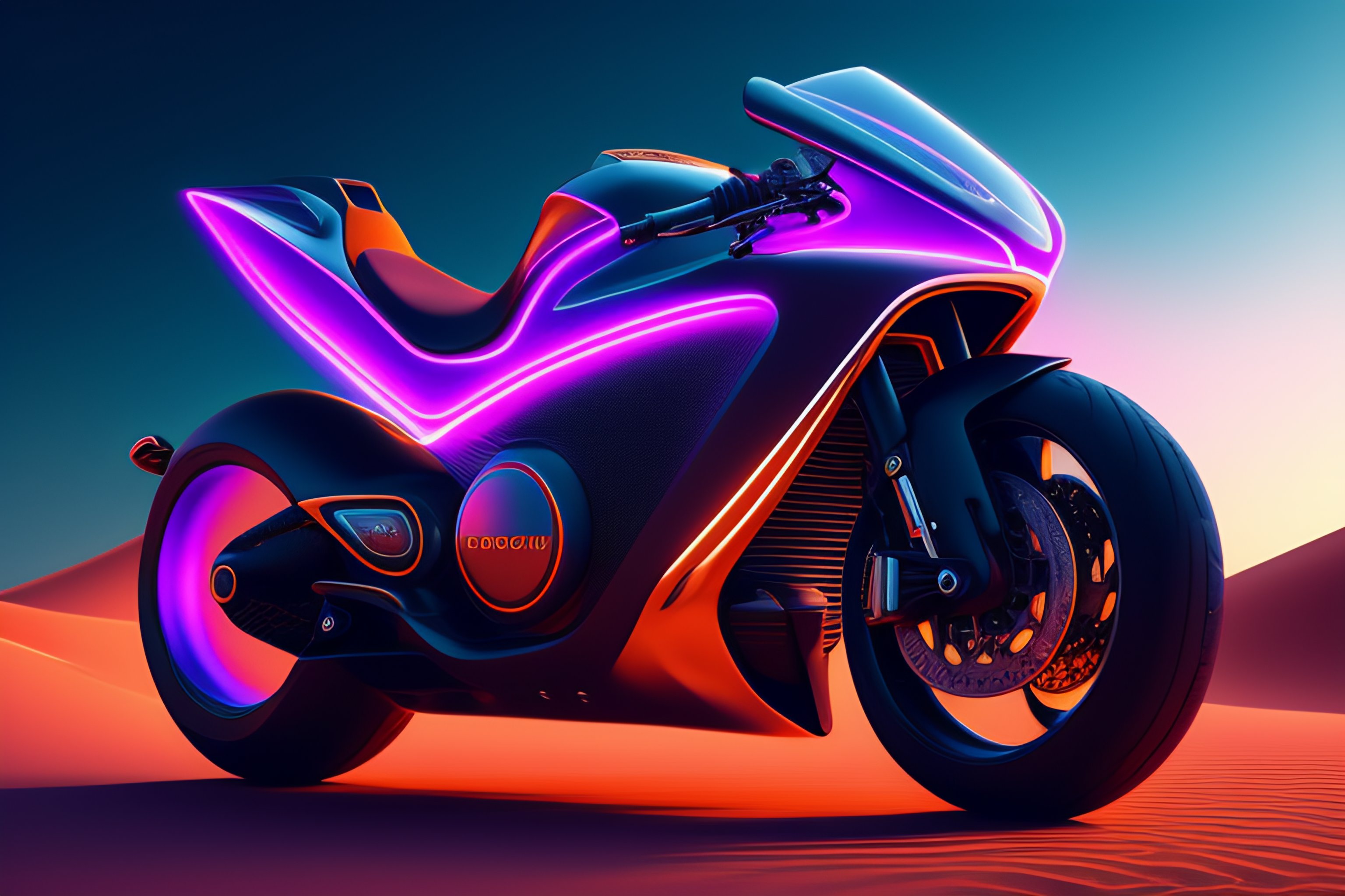 Lexica - Cyberpunk hoover bike flying through the desert Symmetry ...