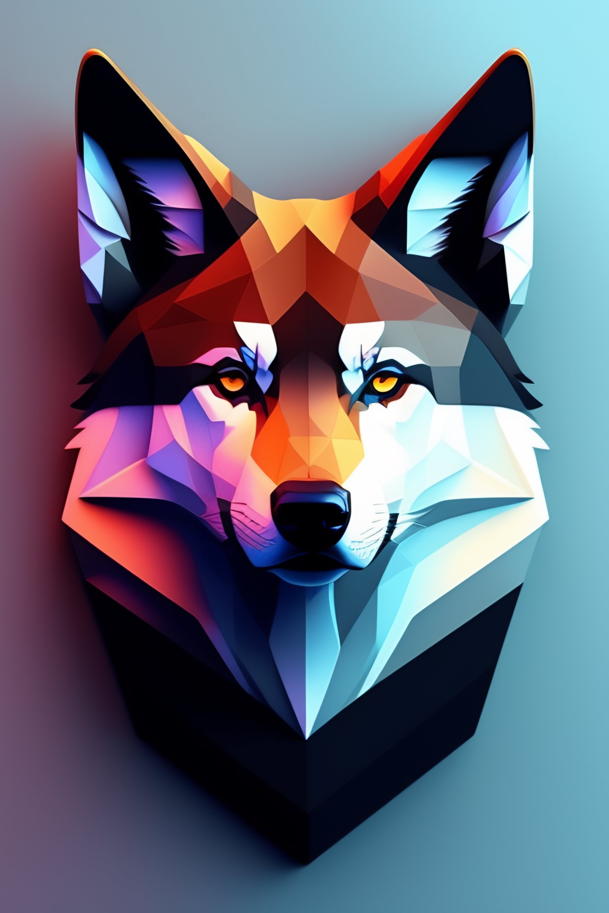 Lexica - 2 dimensional, minimalist, vector, low poly, wolf icon, black ...
