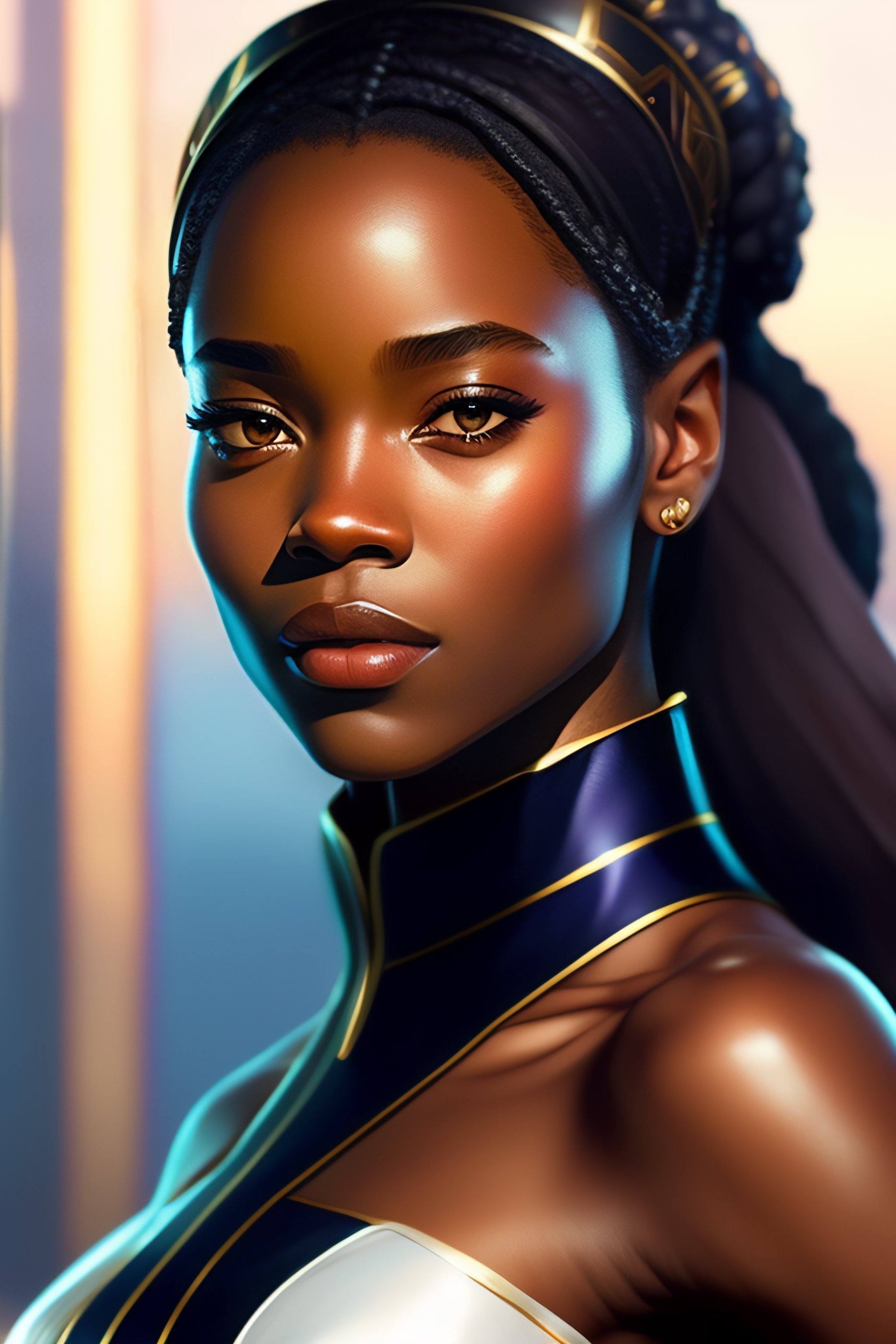 Lexica - Cute shuri from black panther, with background by greg ...