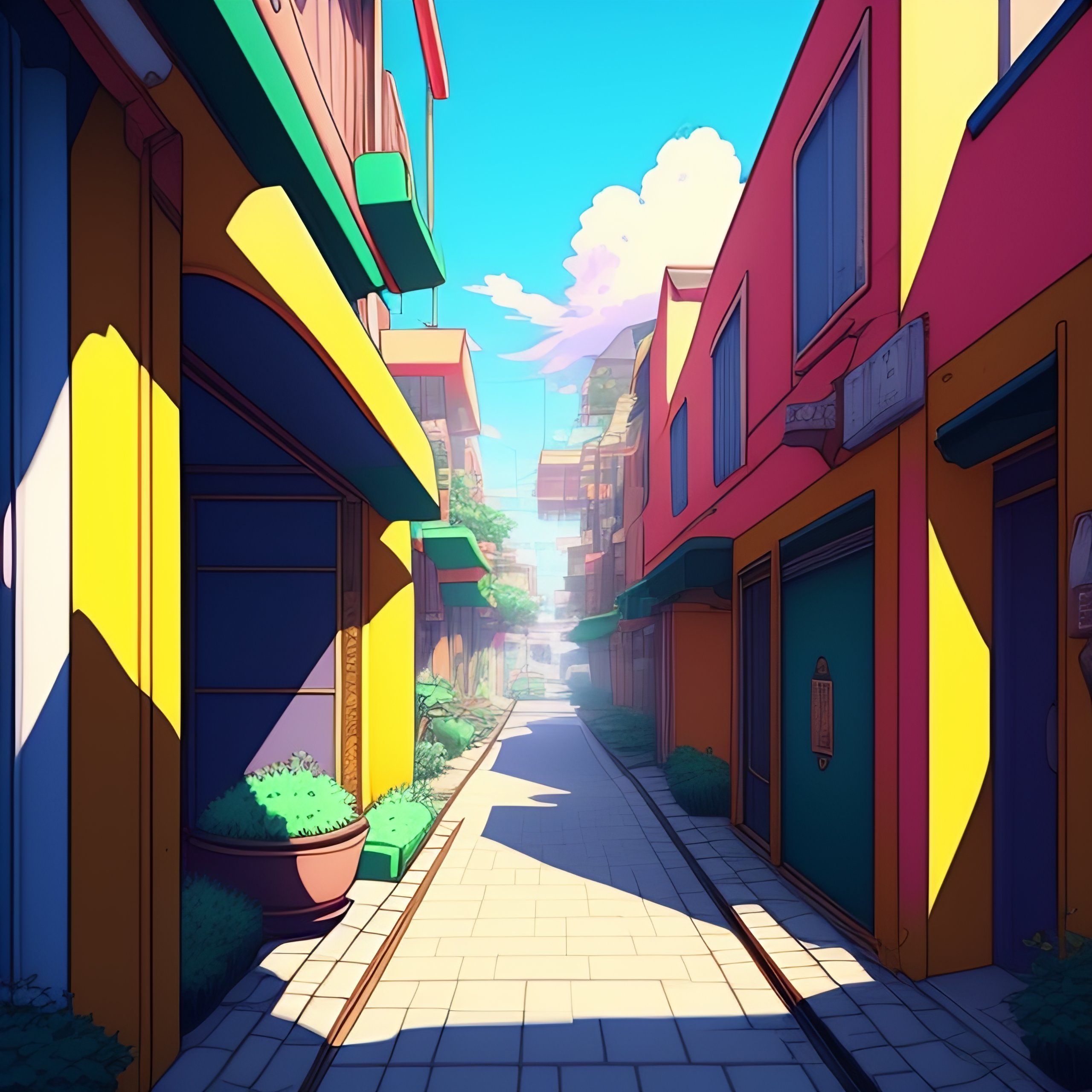 Lexica - Alley in an anime style