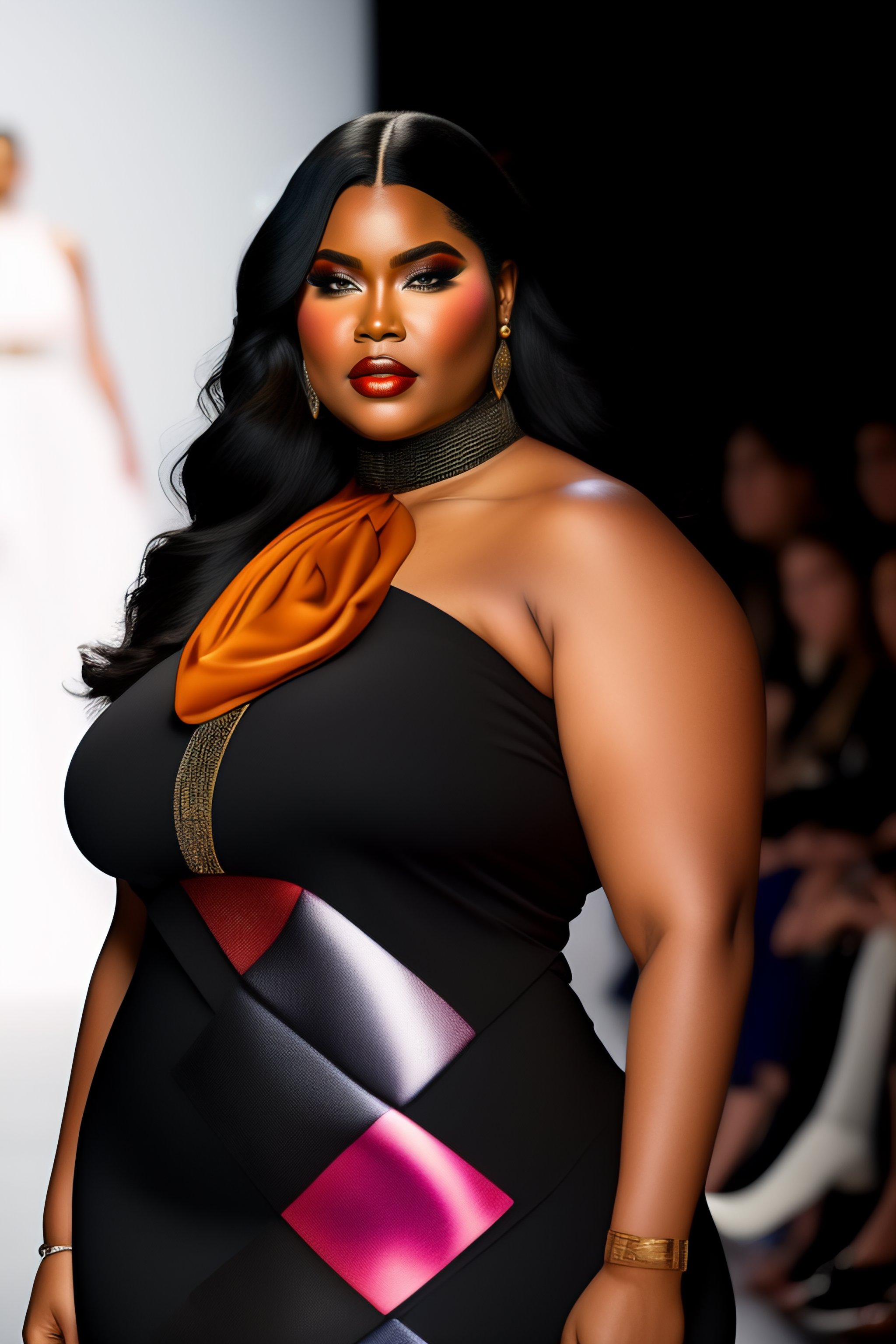 Lexica - Fashion show plus size cothic women with black tanktop and 3d ...