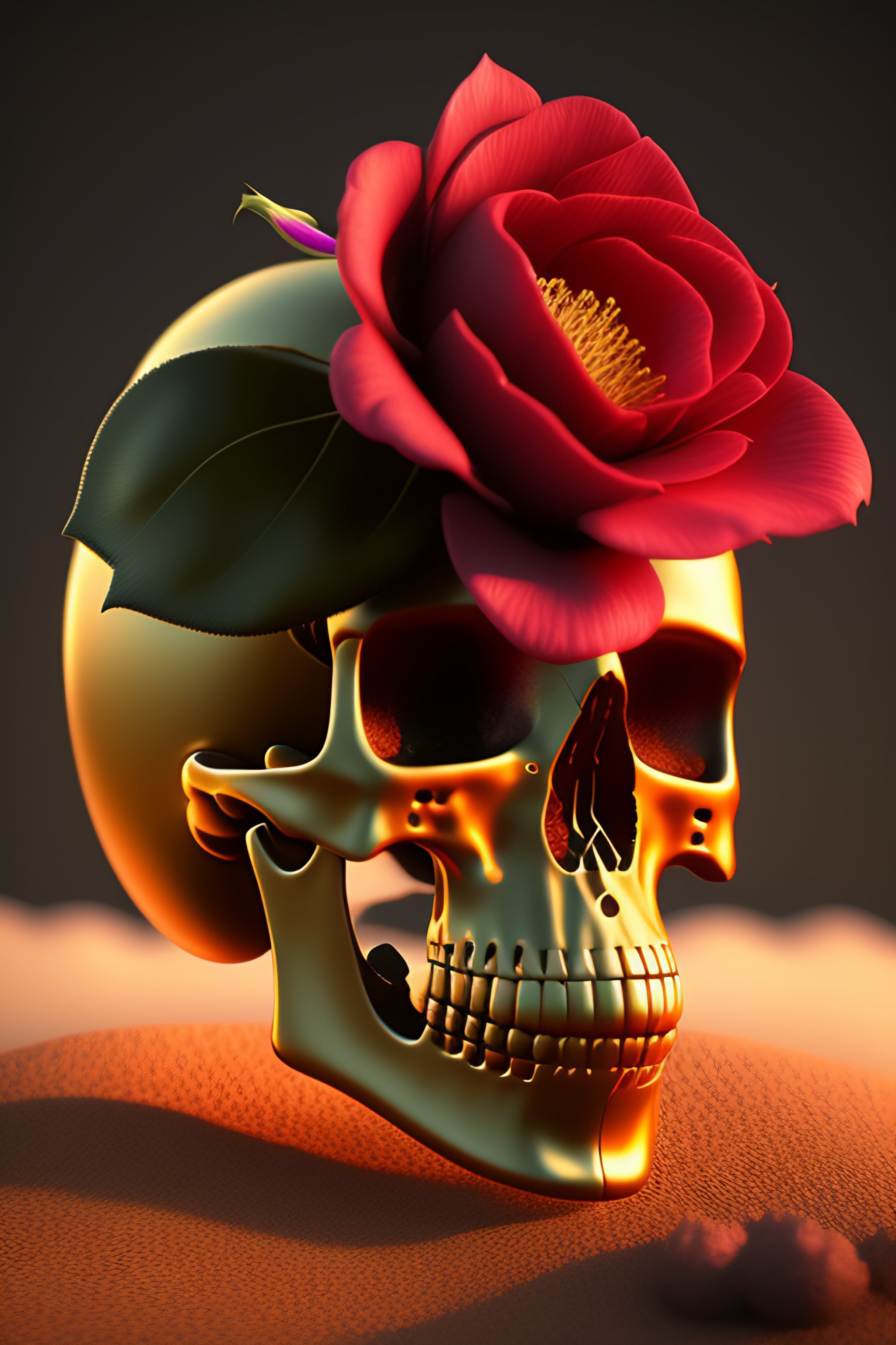 Lexica - Wild rose with skull core sharp teeth and pointed tongue cgi ...