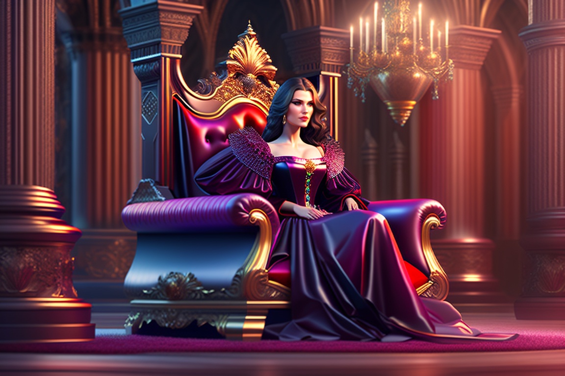 Lexica - Female vampire siting on a throne. Victorian castle. Very high ...