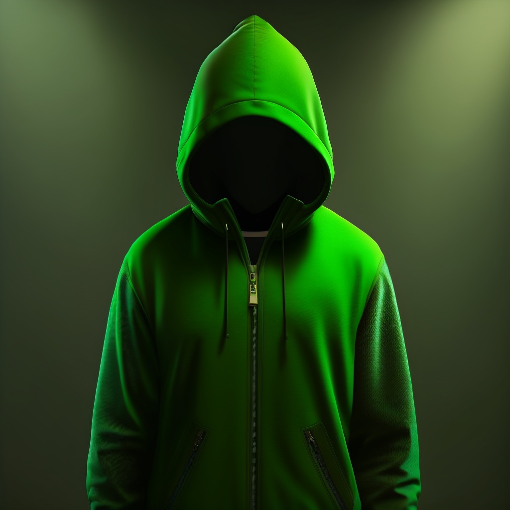 Lexica - Hooded green, faceless, dark man