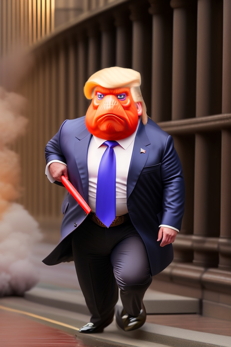 Lexica - A toad as Donald trump in jail that’s smoky and on fire with ...