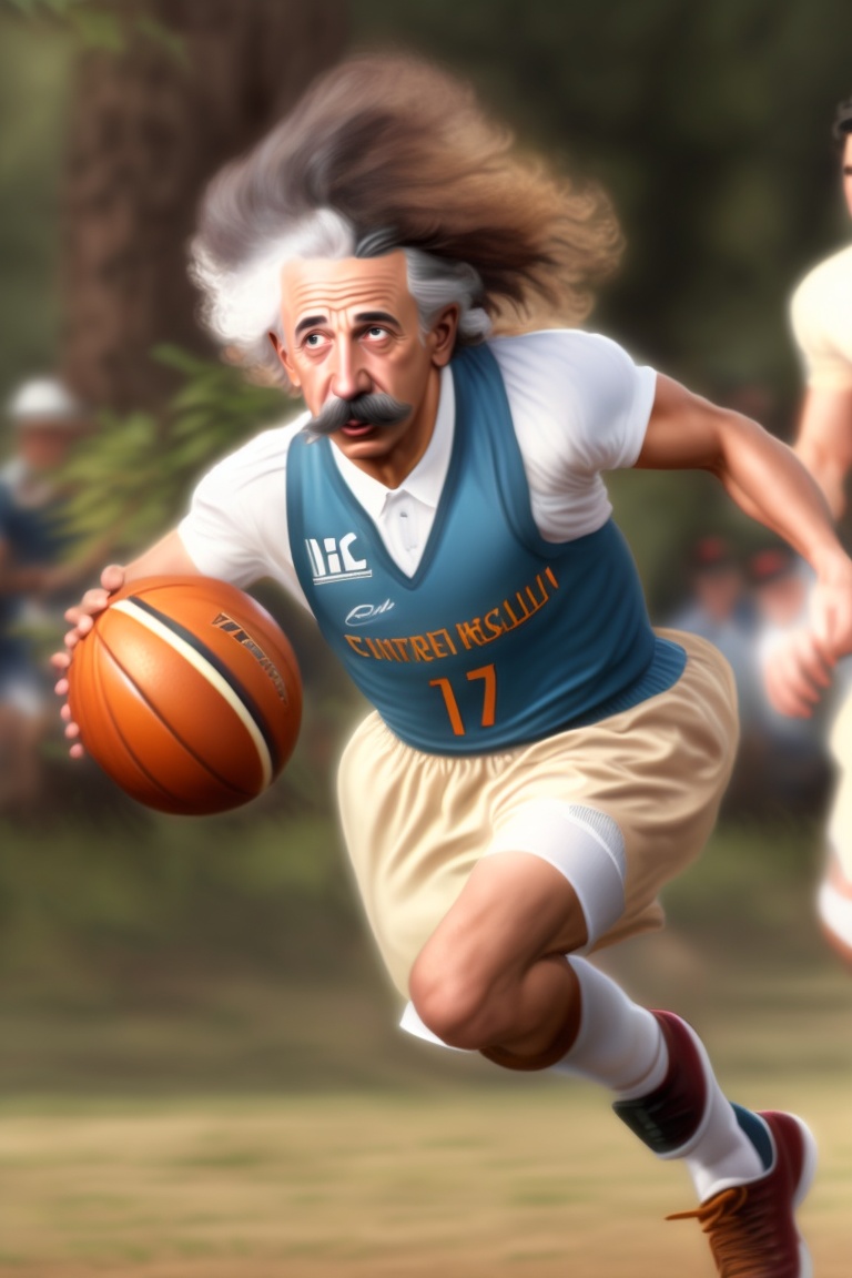 Lexica - Albert einstein playing basketball in school with Nicola Tesla ...