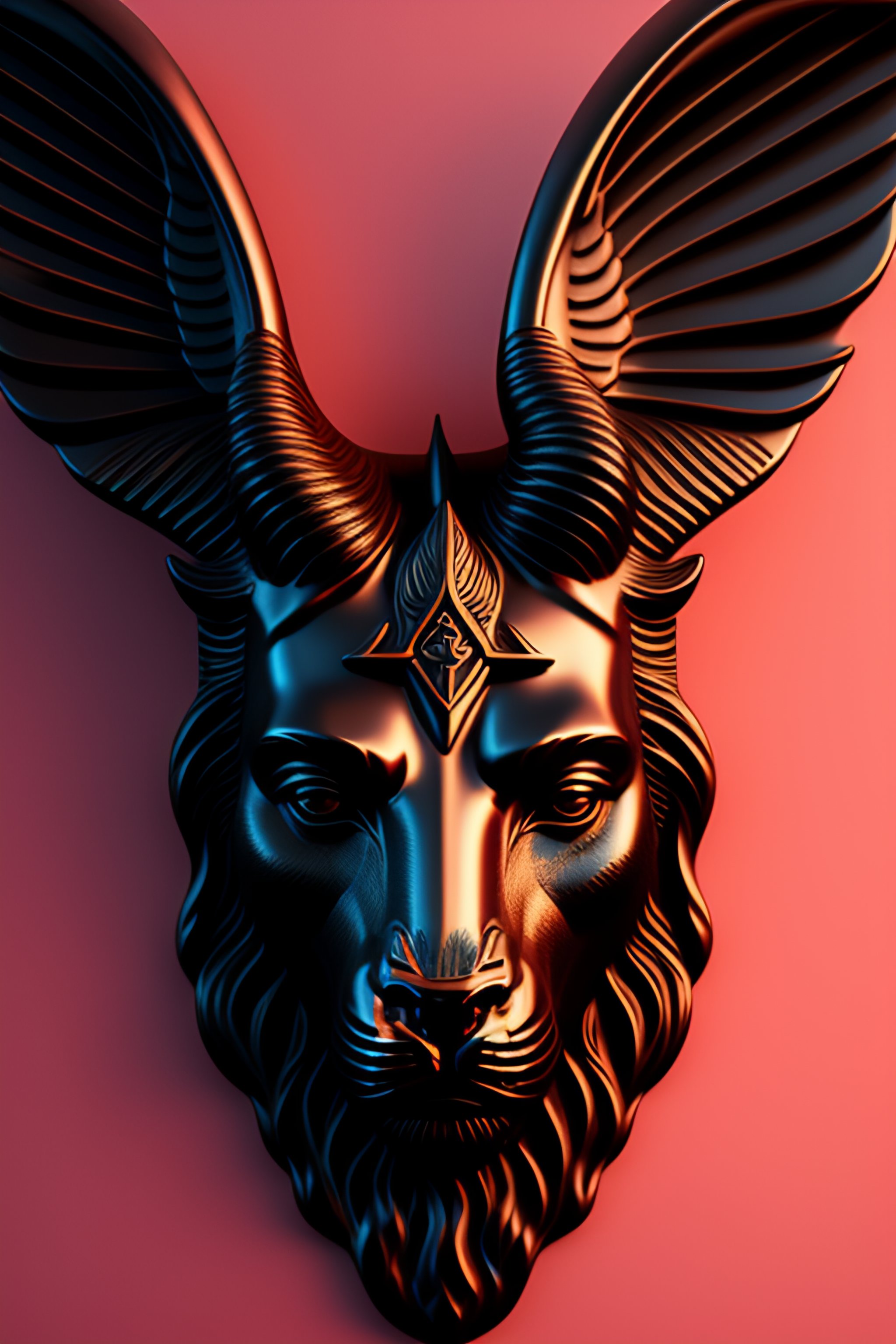 Lexica - Create a carved face of baphomet black and rosegold portrait