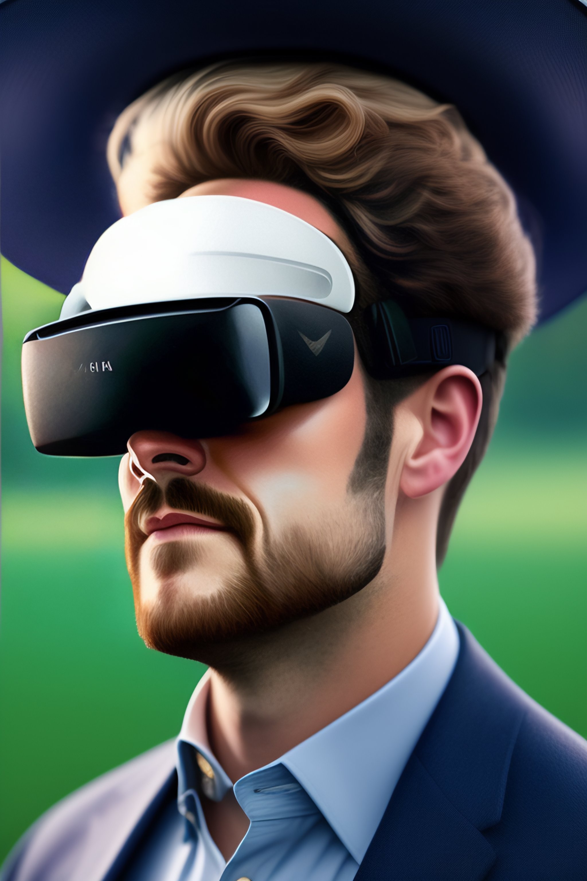 Lexica - Realistic portrait of David Brewster wearing a VR headset