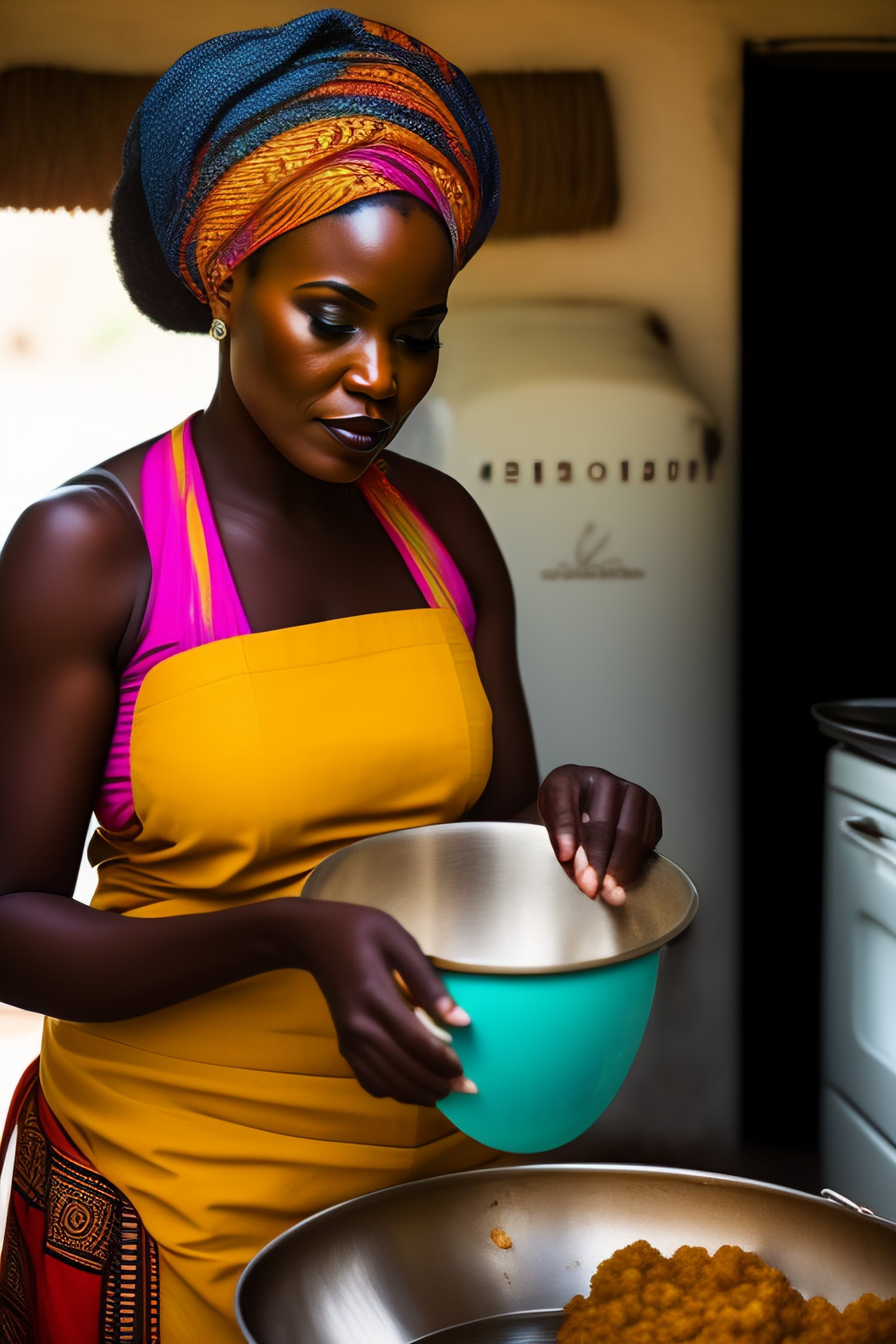 African Woman Cooking