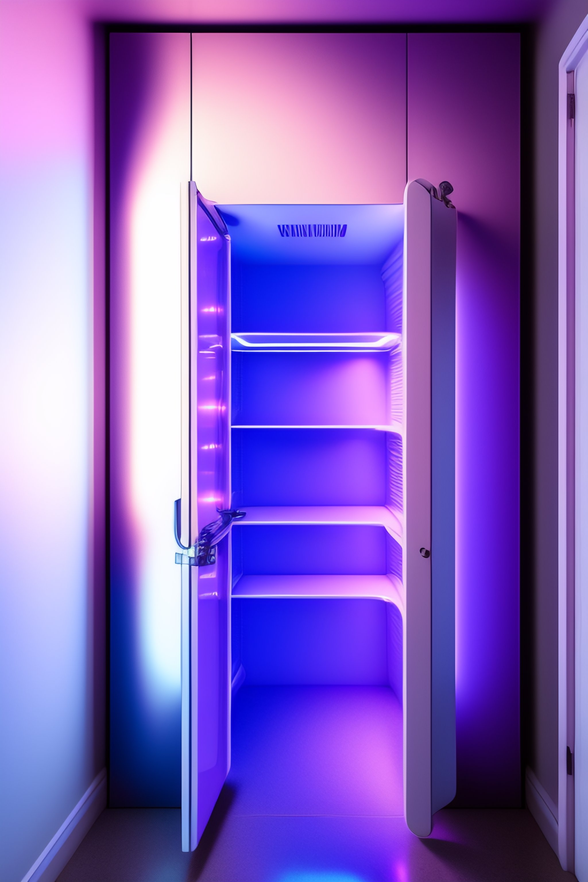Lexica - Interior of walk-in refrigerator in a vaporwave jungle with ...