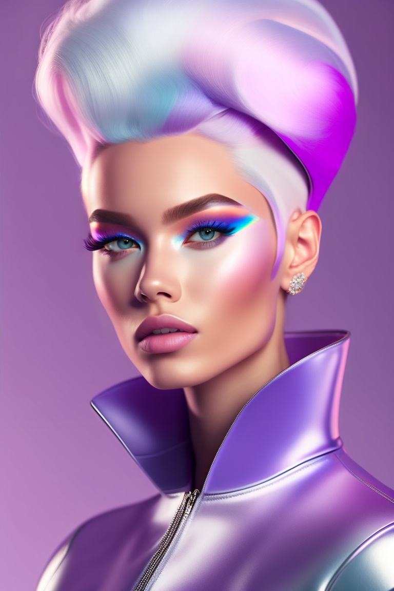 Lexica - A high fashion model with light purple pastel color hair. high ...