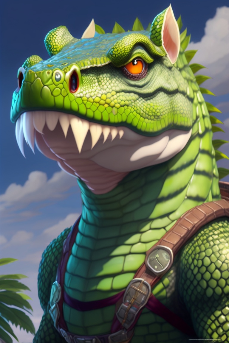 Lexica - A humanoid crocodile with a burly, muscular, and imposing form ...