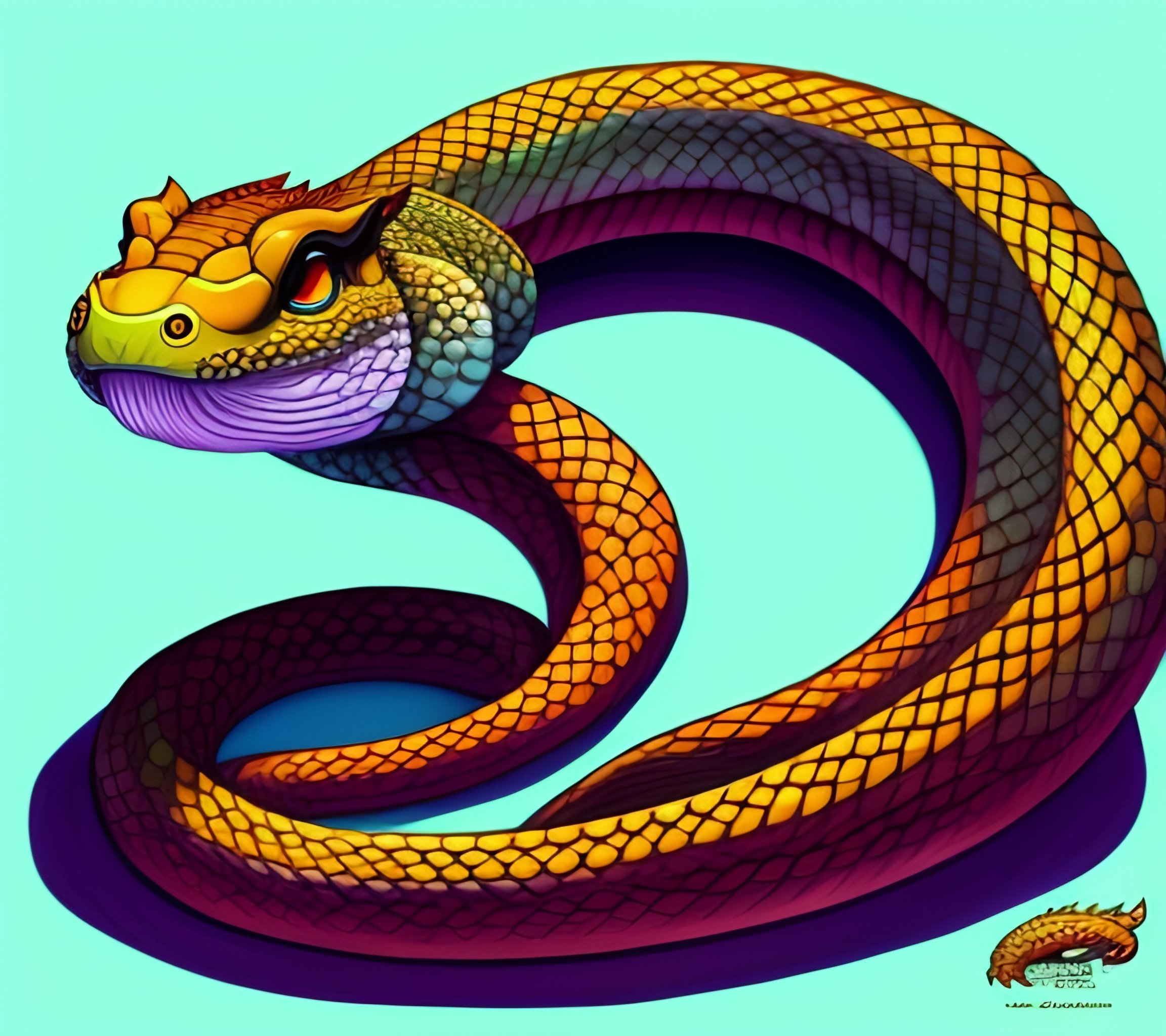 Lexica - Top down full body view of a snake monster fantasy ghibli art ...