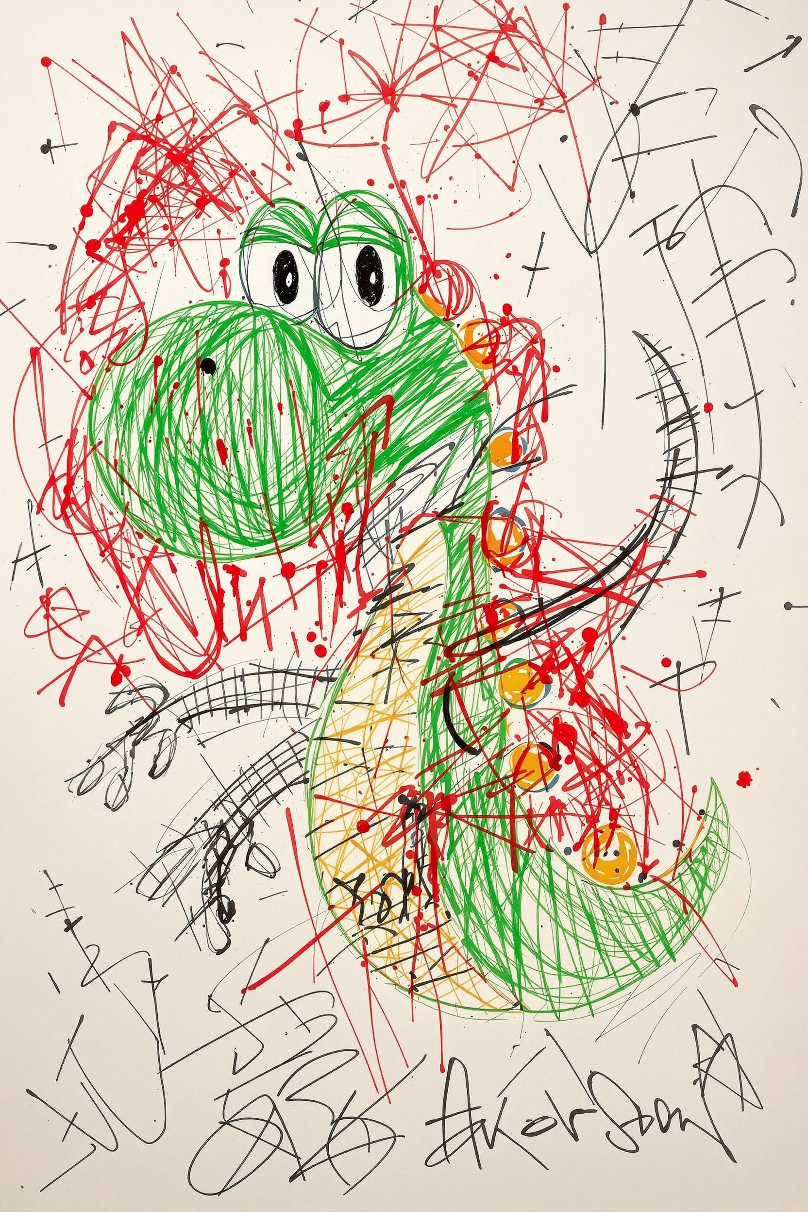 Lexica - Scary chaotic scribbles of a nightmarish drawing of yoshi ...