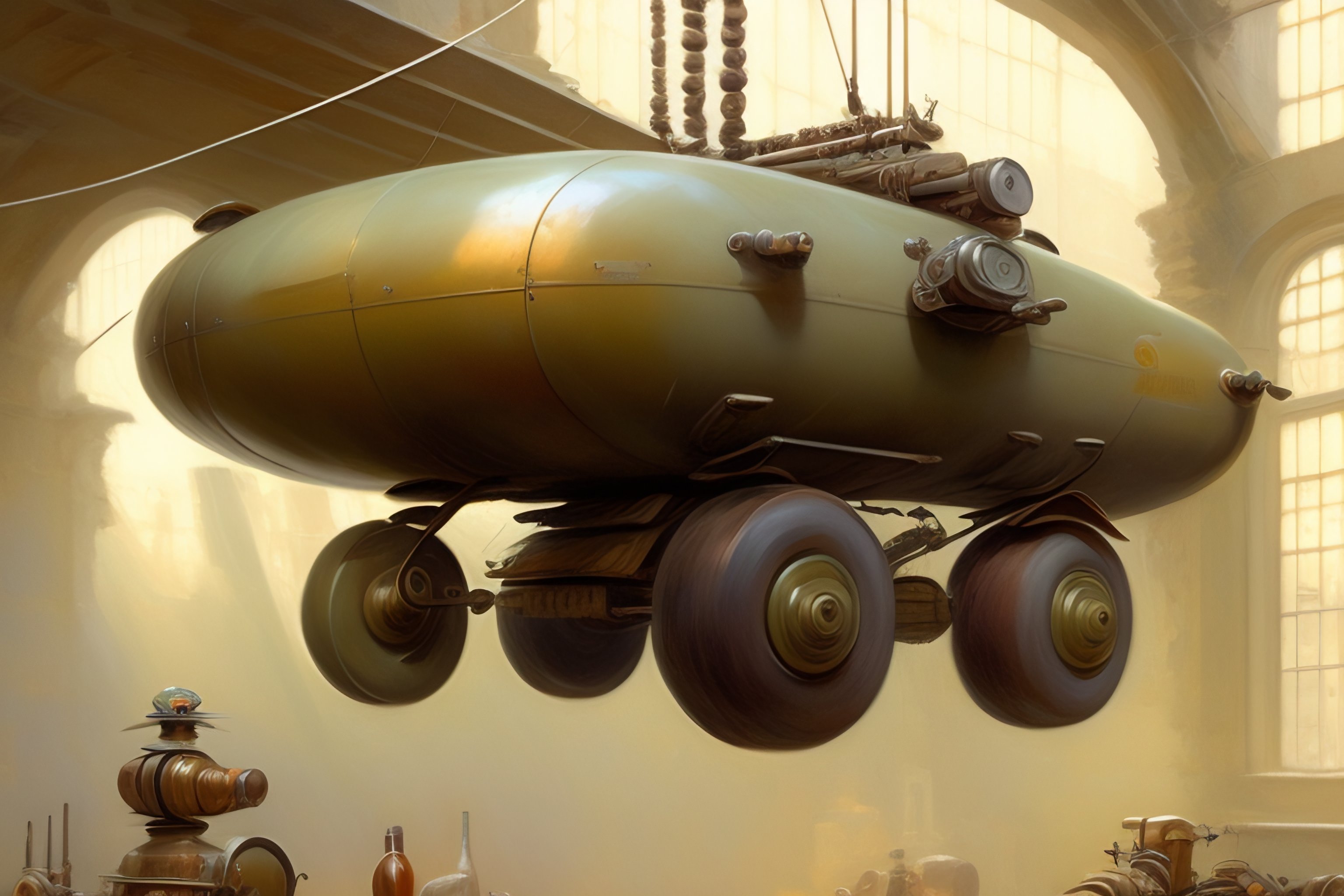 Lexica - Web banner, (((((1950s builder robot, hanging from ceiling ...