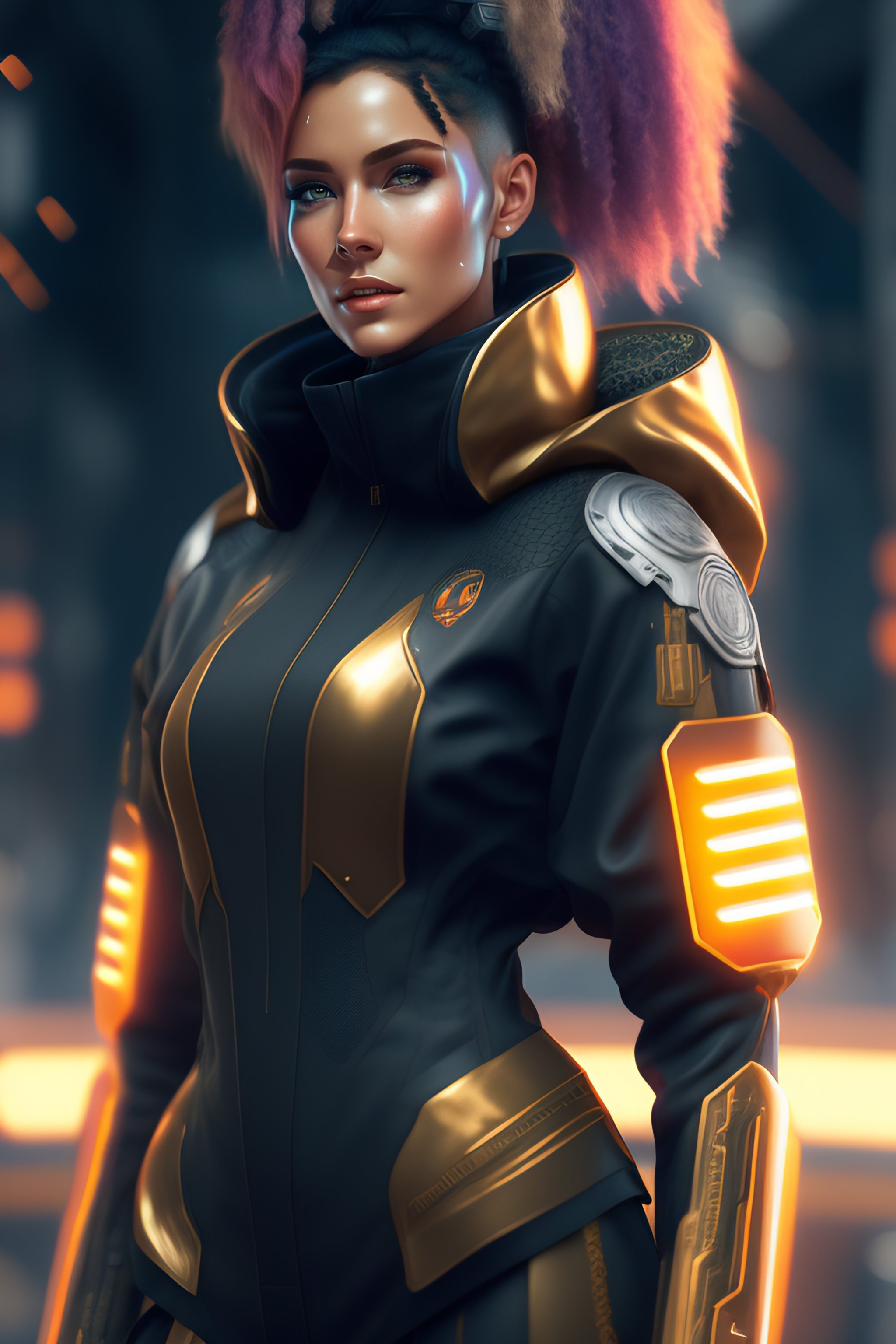 Lexica - Mech punk clothes with short hair norwegian girl, battle status, hyper detailed ...