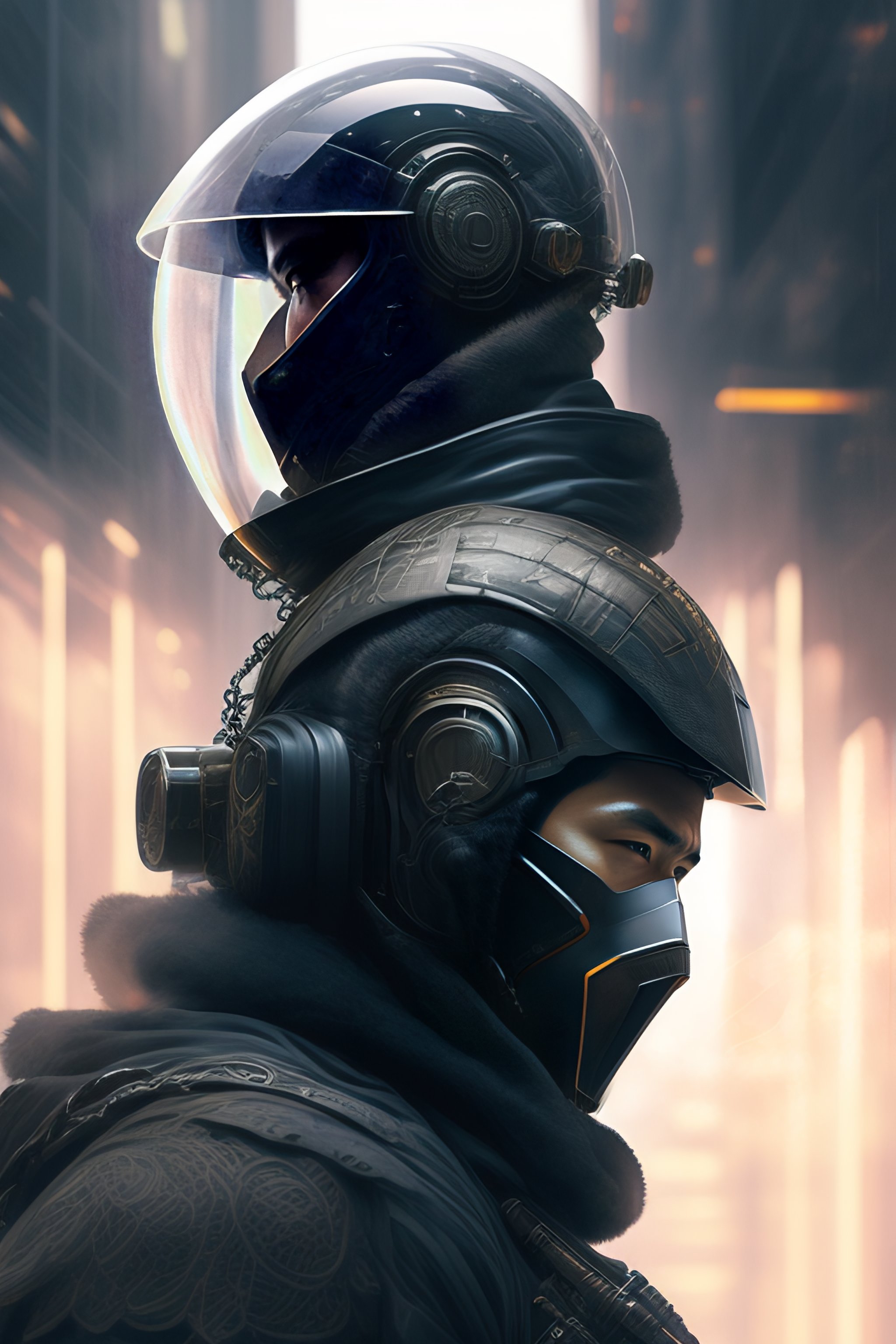 Lexica - Portrait of a futuristic masked man with cybernetics and wires ...