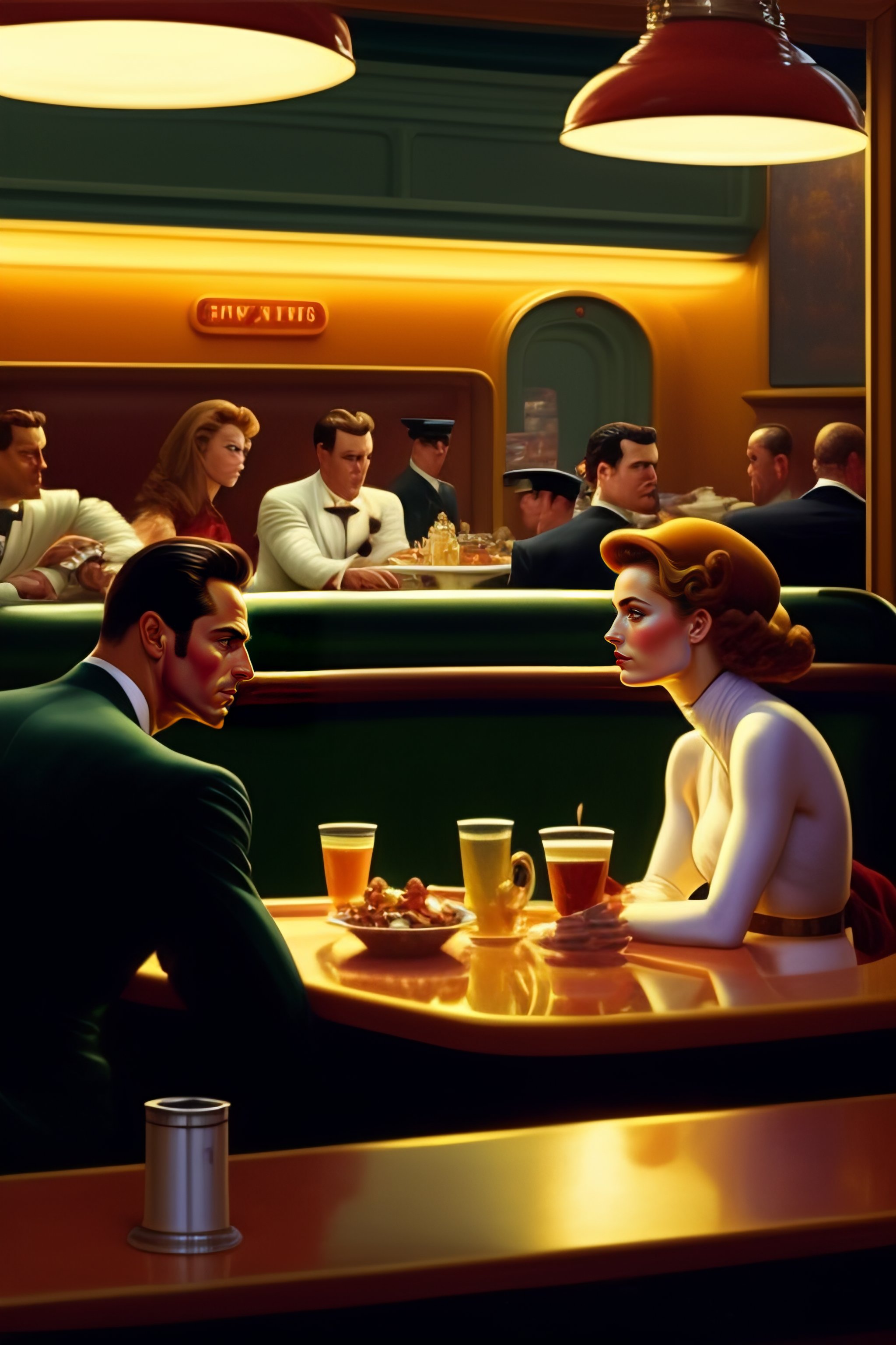 Lexica - The avengers eating in a diner by Edward hopper