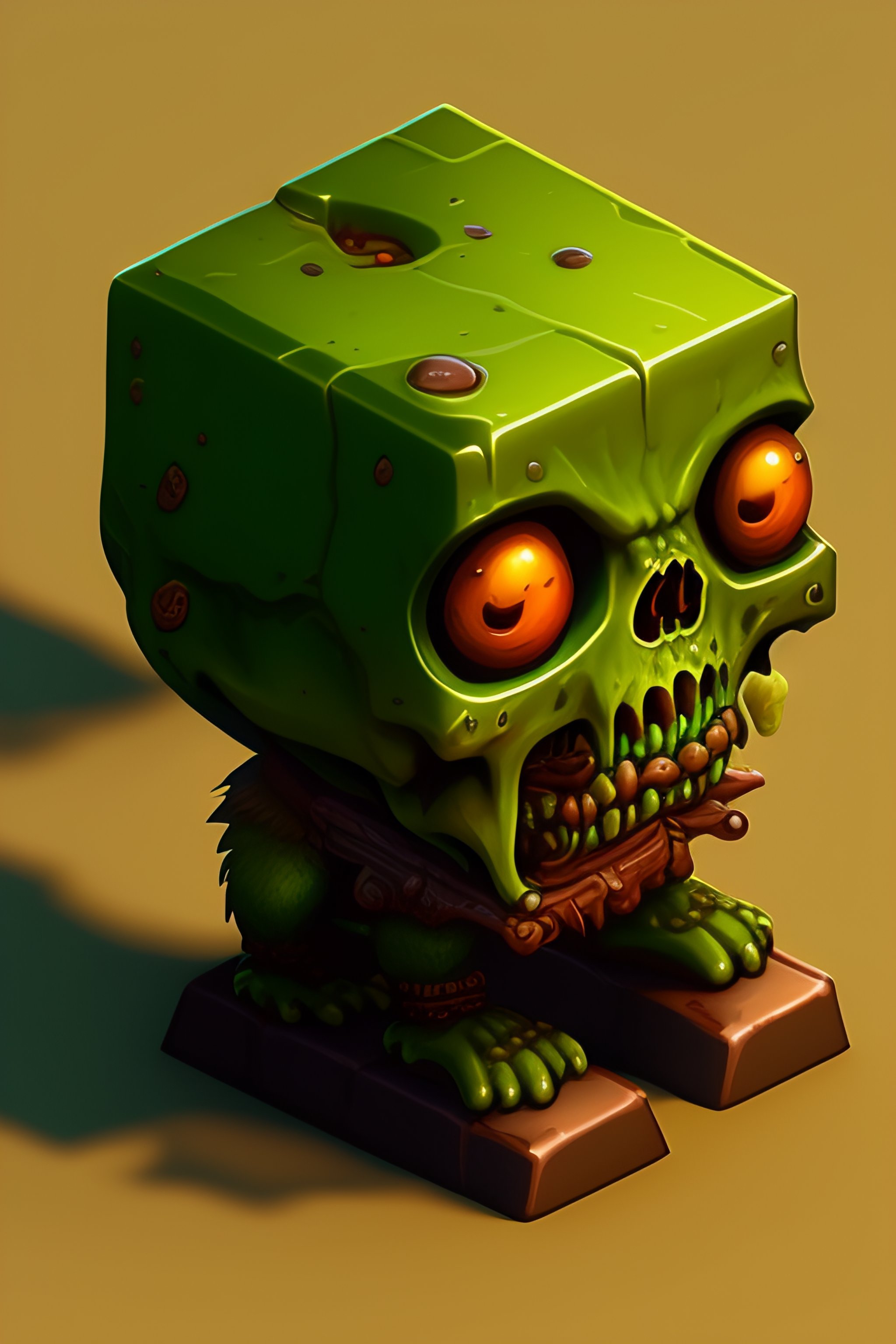 Lexica - Isometric render of a decomposing zombie greenish brown zombie ...