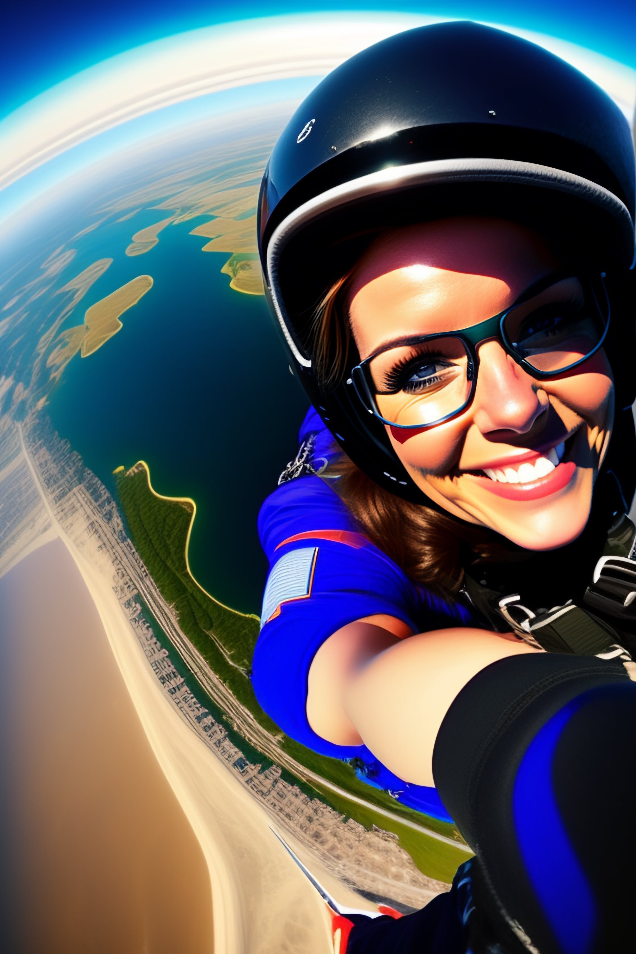 Lexica - First person point of view of skydiving a selfie while falling ...
