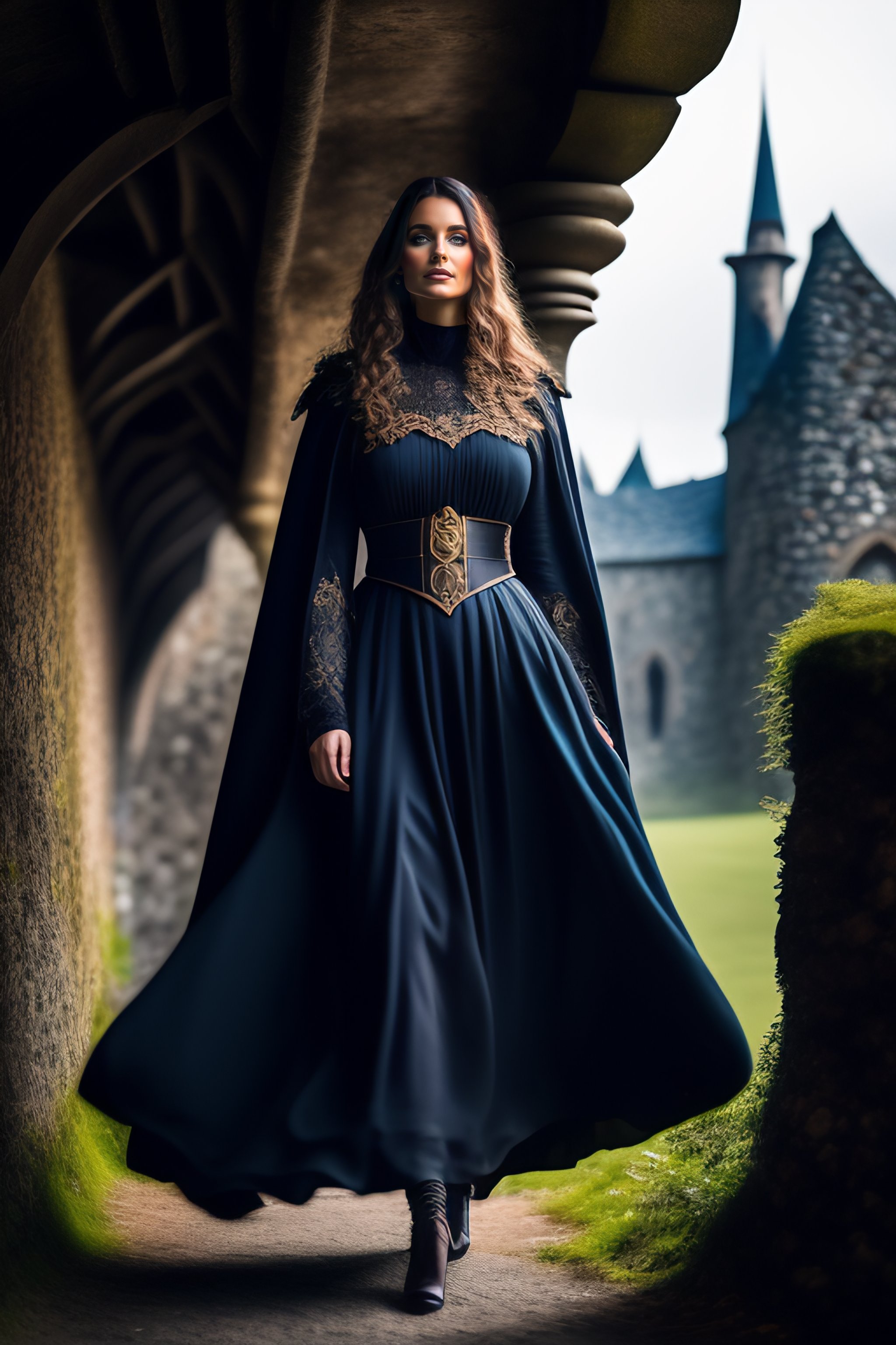 Lexica - Witch portrait, full body, medieval castle, ritual, lightening ...
