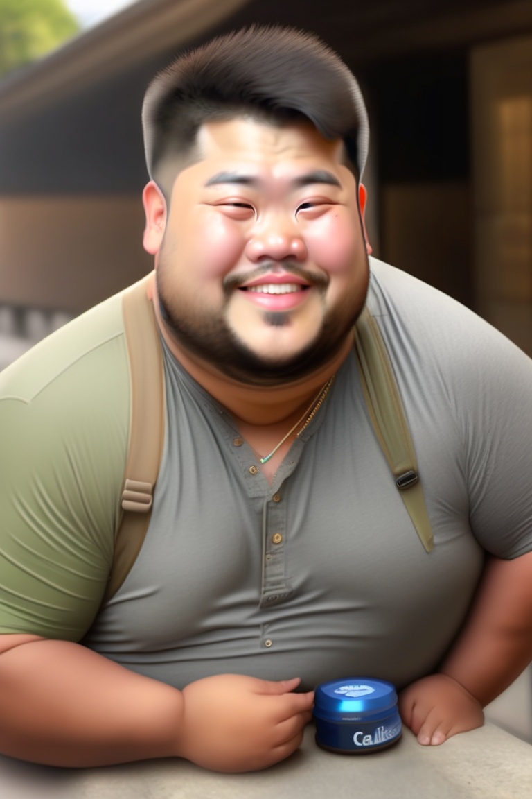 Lexica - 30 year old man, fat, beggar, happy