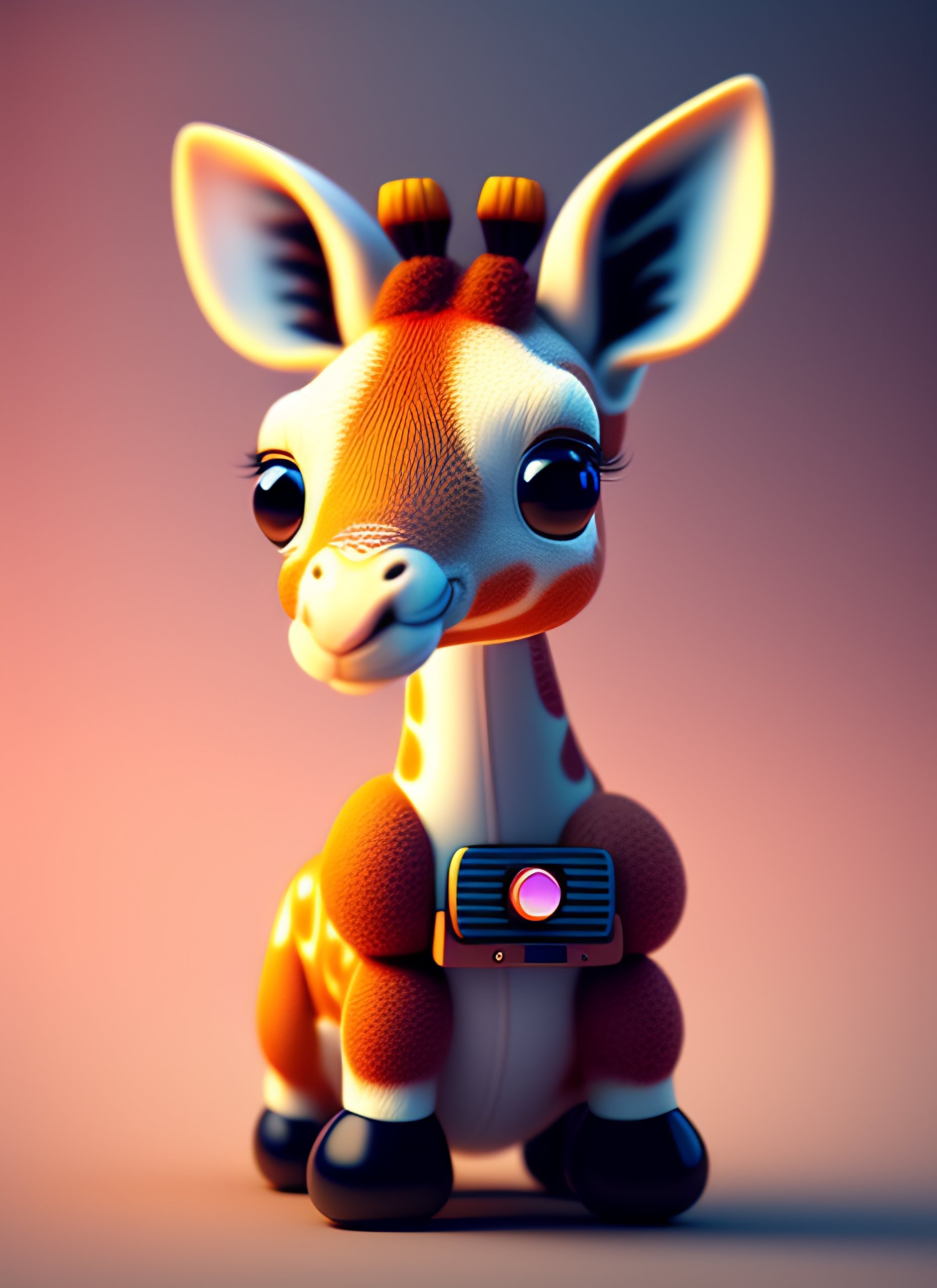 Lexica - Tiny cute giraffe using a typewriter toy, standing character ...