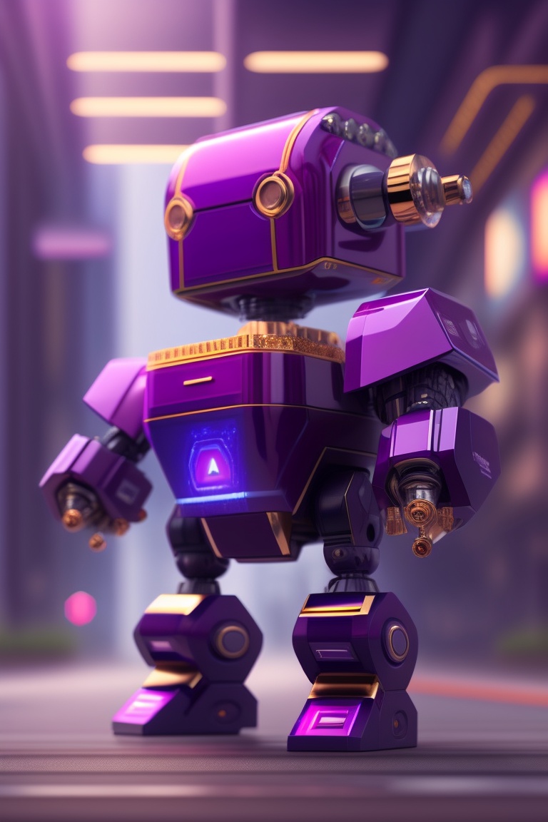 Lexica - Purple robot having a soda, transformer, 3d autobot
