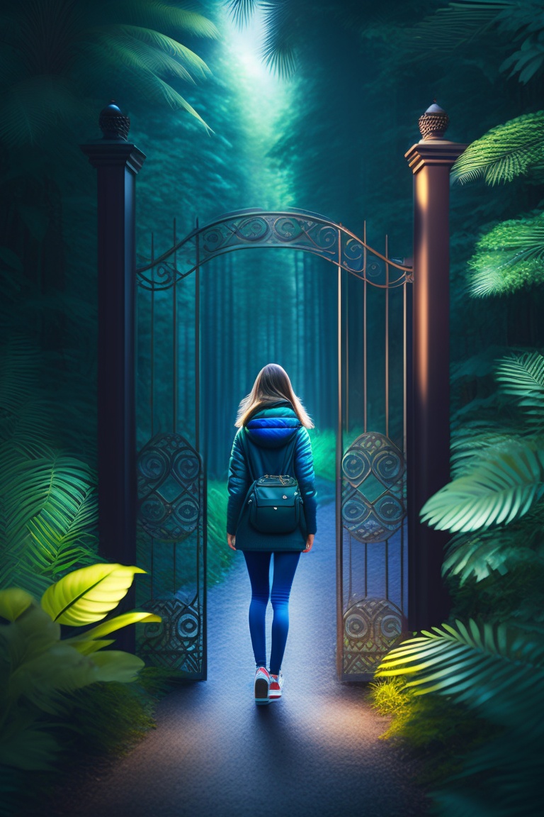 Lexica - Girl walking gate in the forest, photo realistic, super ...