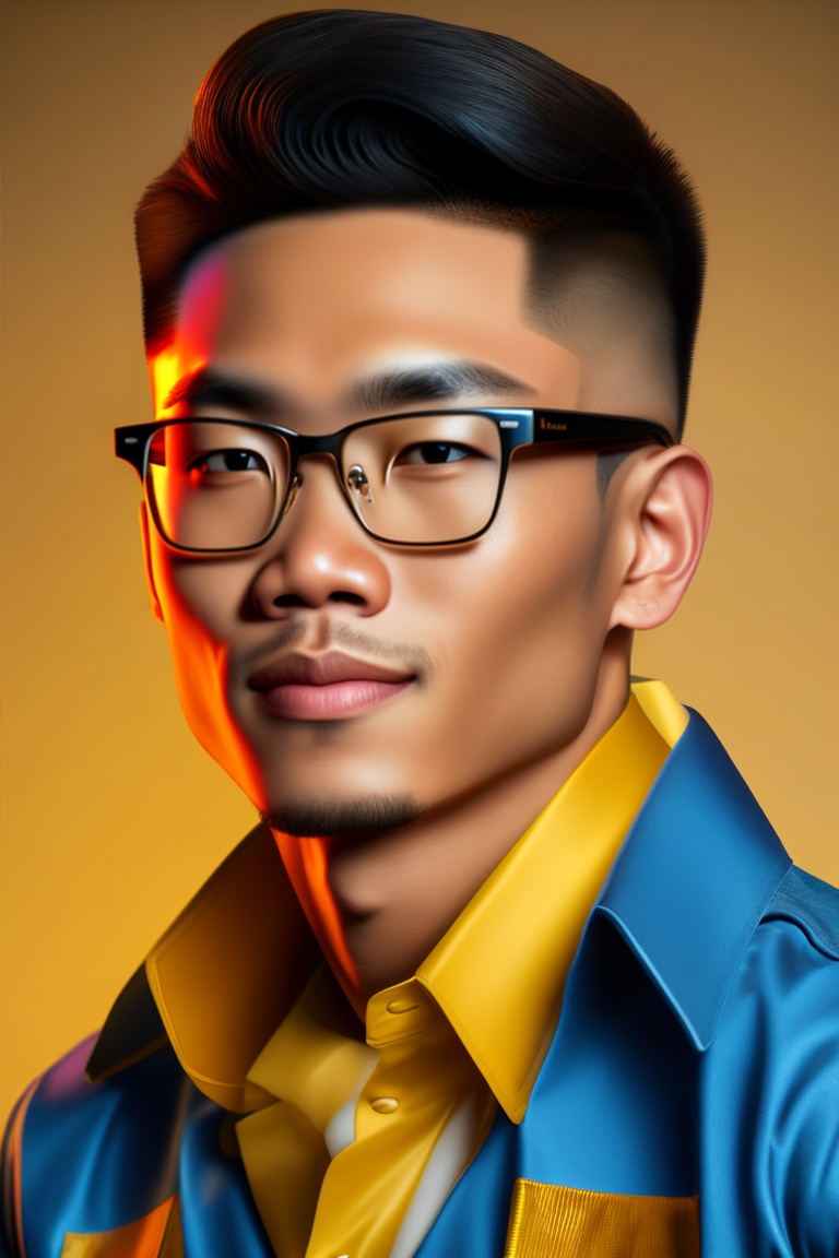 Lexica - Pinoy American with mid clean, cut hair and glasses , wearing ...