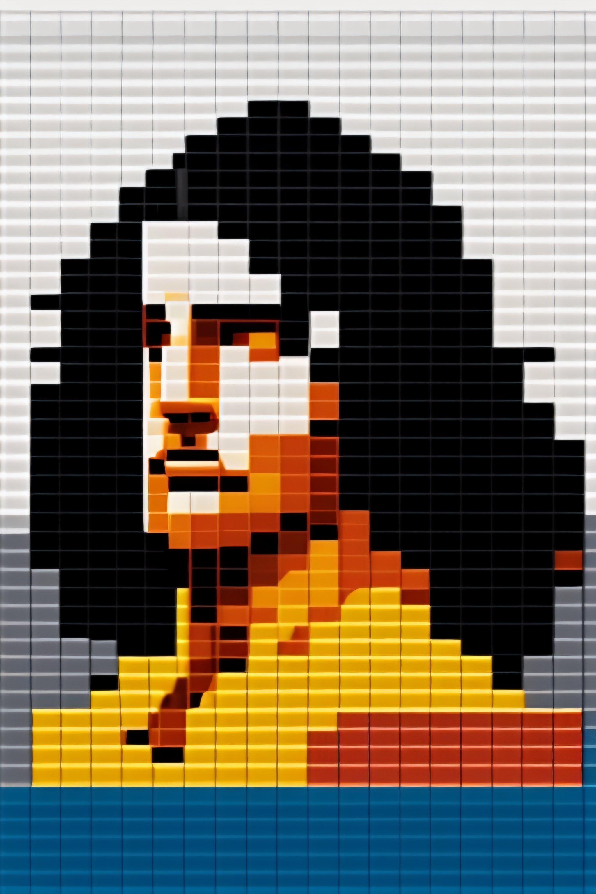 Lexica - Man with long curly hair pixel art