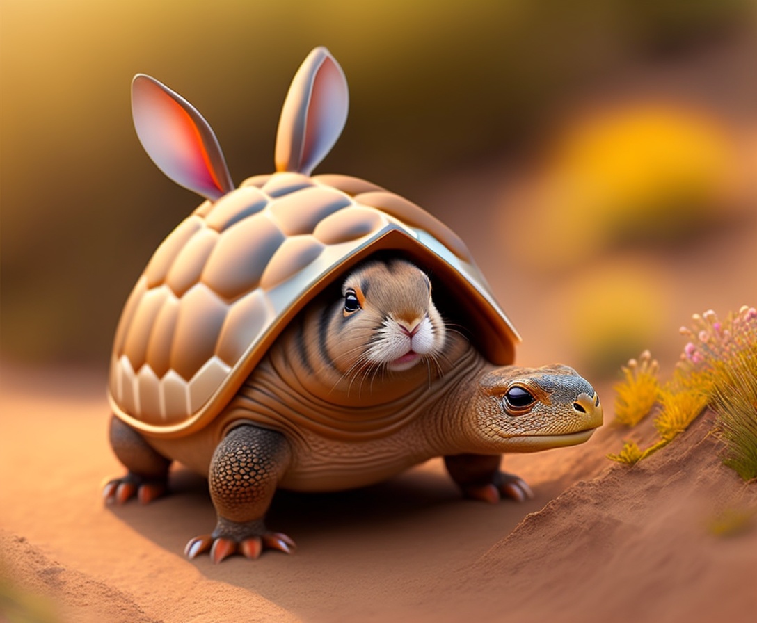 Lexica - As the race unfolds, depict rabbit racing ahead, showcasing ...