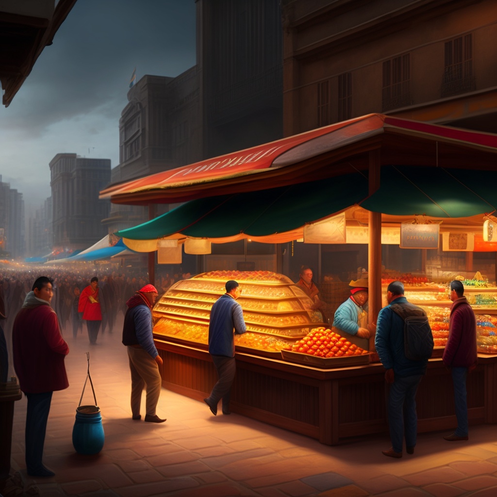 Lexica - A bustling traditional economic market, with merchants selling ...