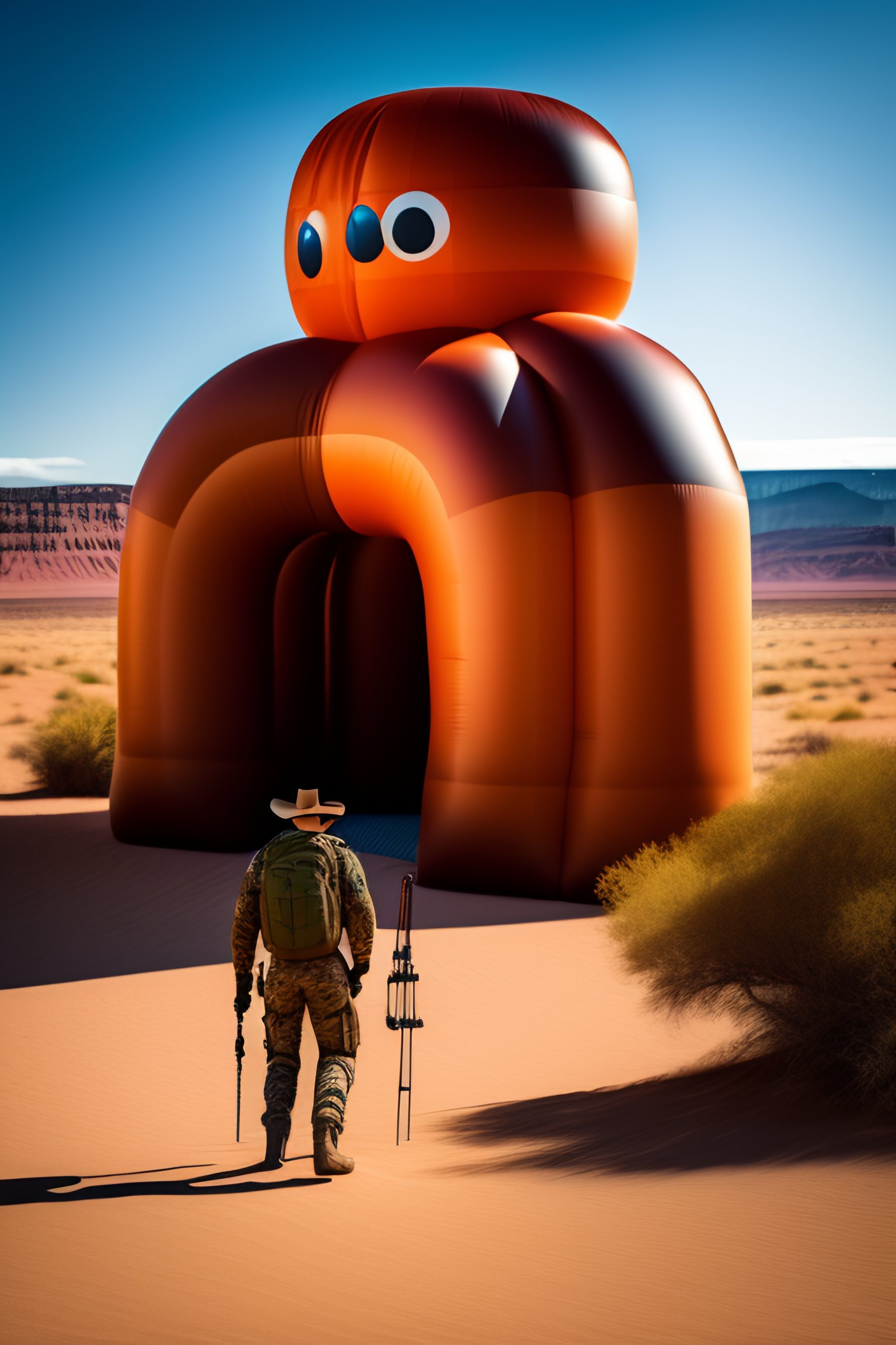 Lexica - Giant inflatable tube man, highly detailed, rugged, dramatic ...